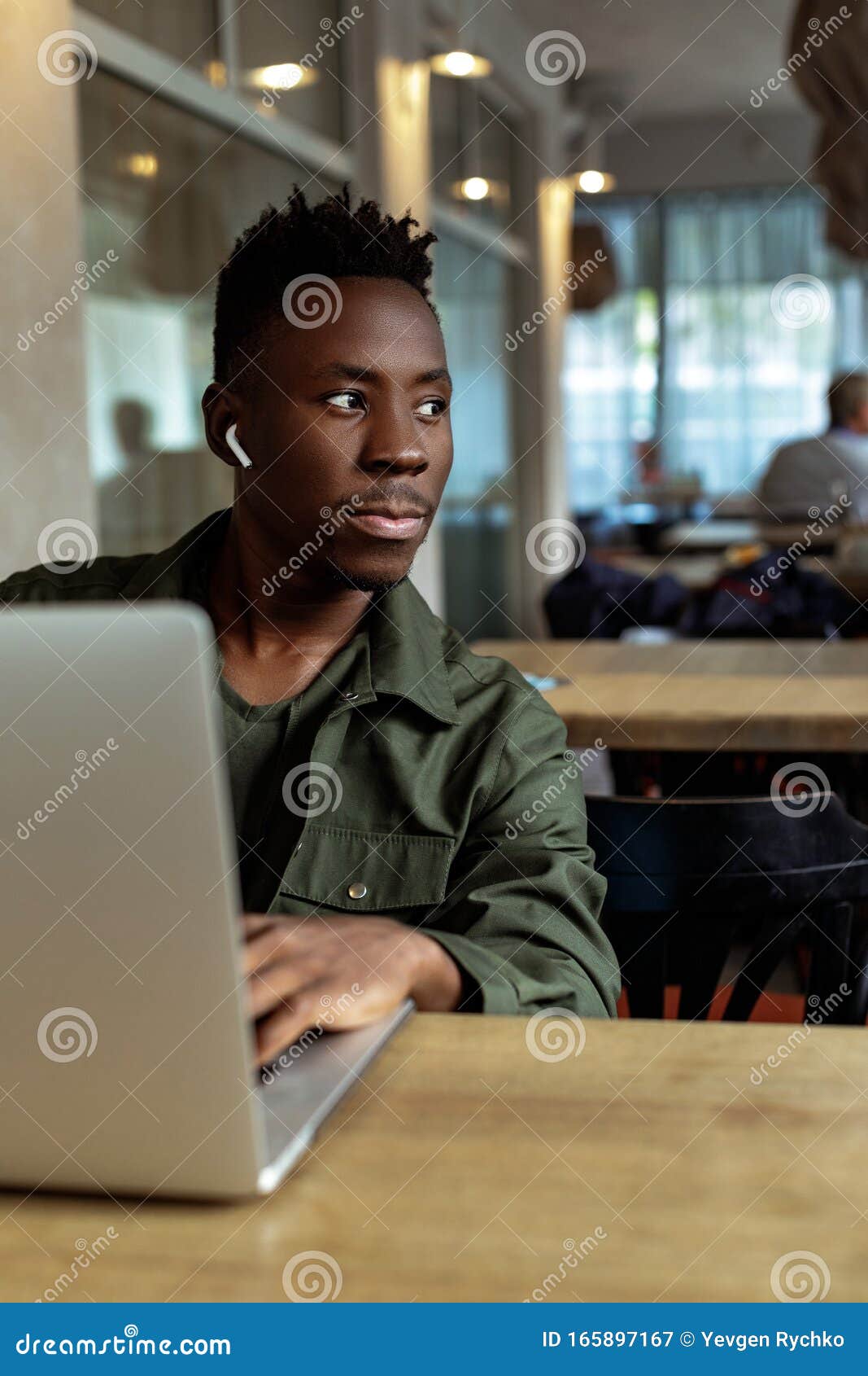 African American Man Using Computer Stock Image - Image of people ...