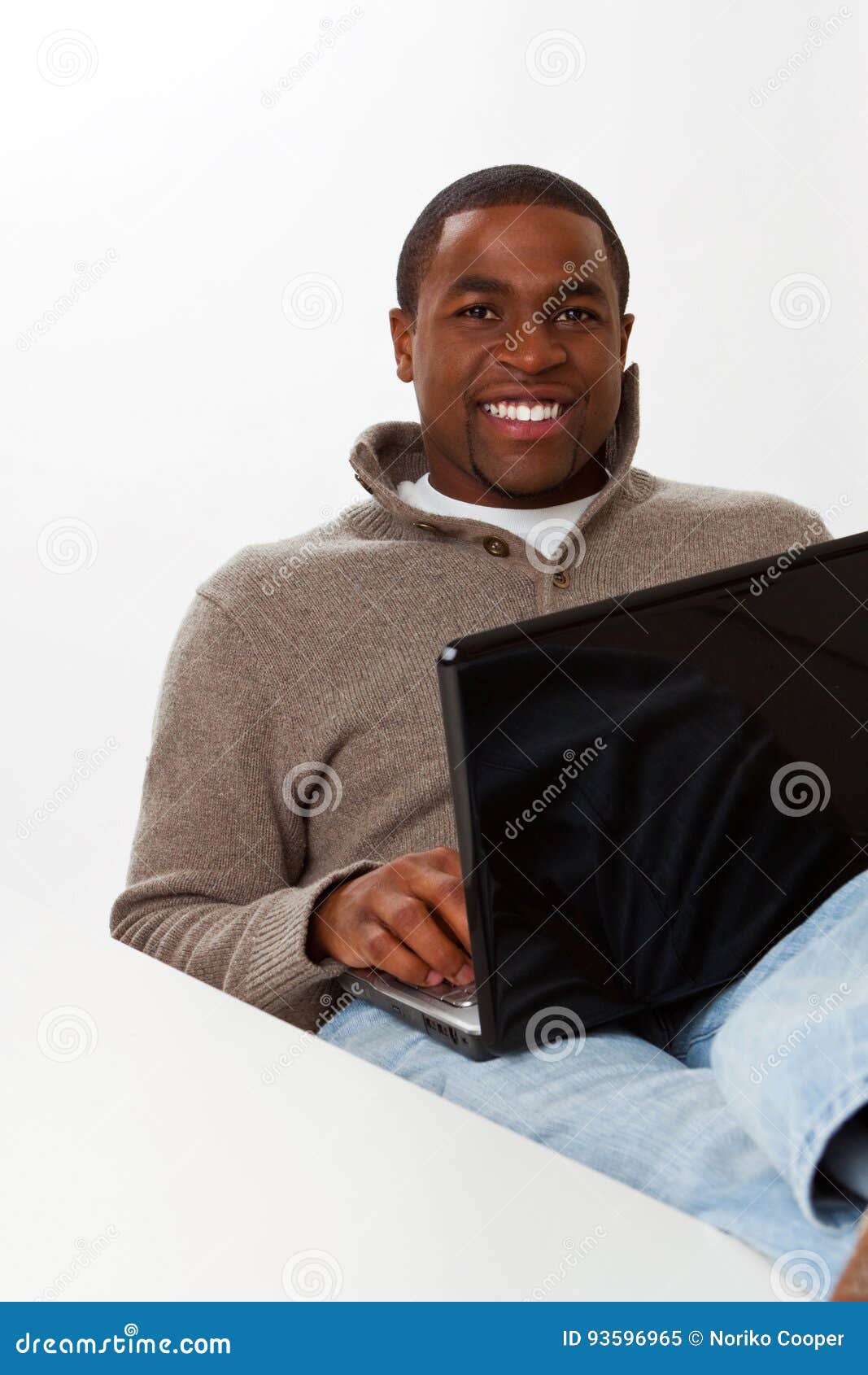 African American Man Working on the Computer. Stock Image - Image of ...
