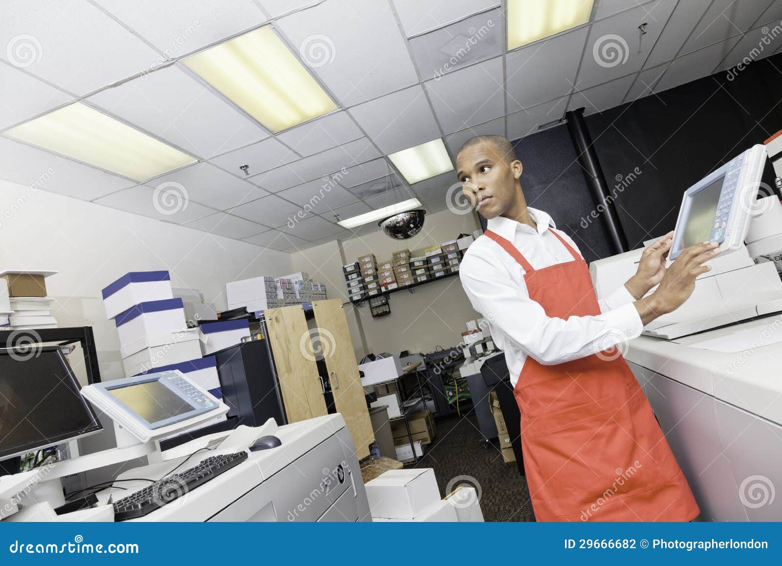 African American Man Working at Printing Press Stock Photo - Image of ...