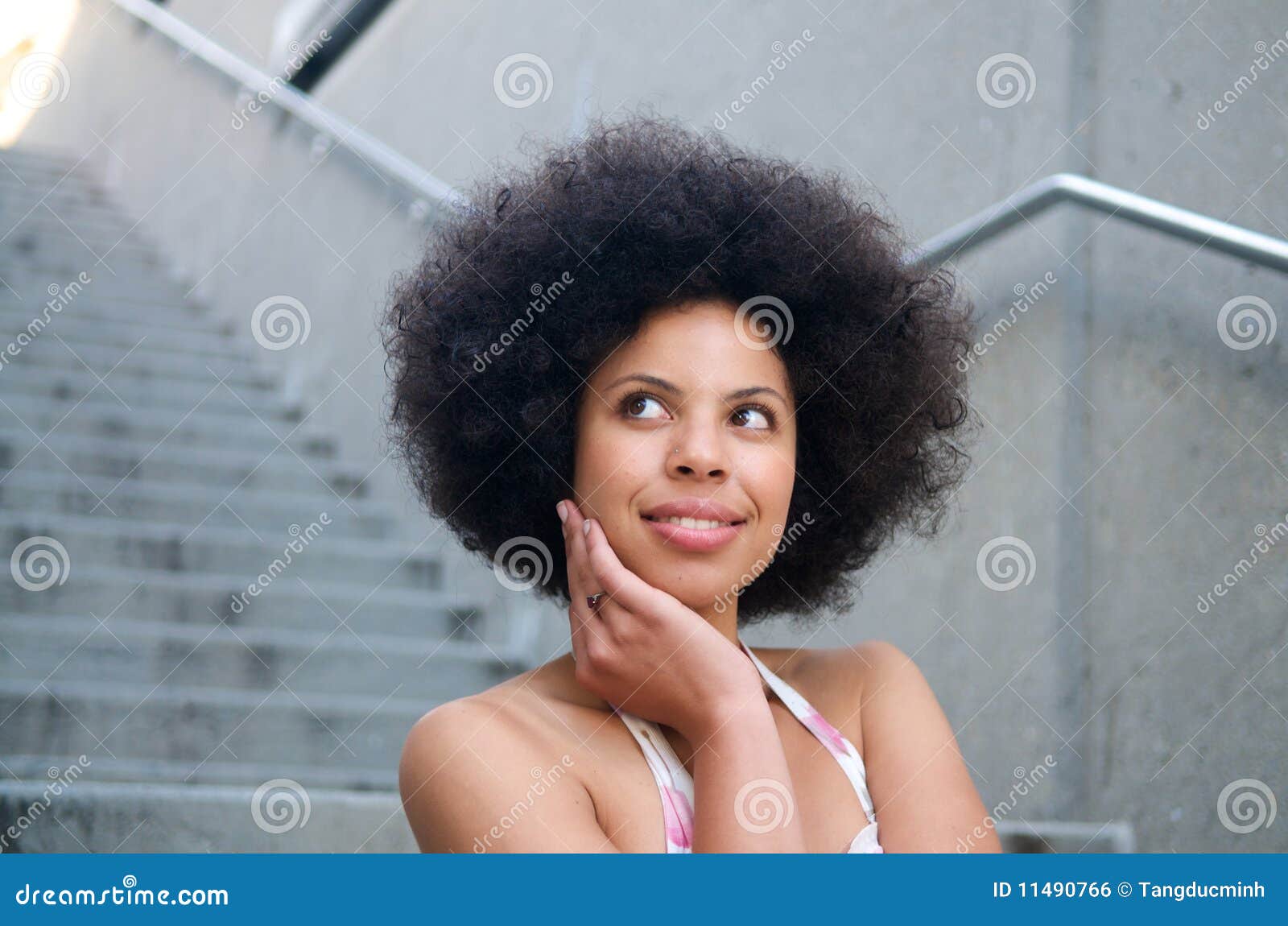 African American Model with Afro Look Stock Photo - Image of style ...