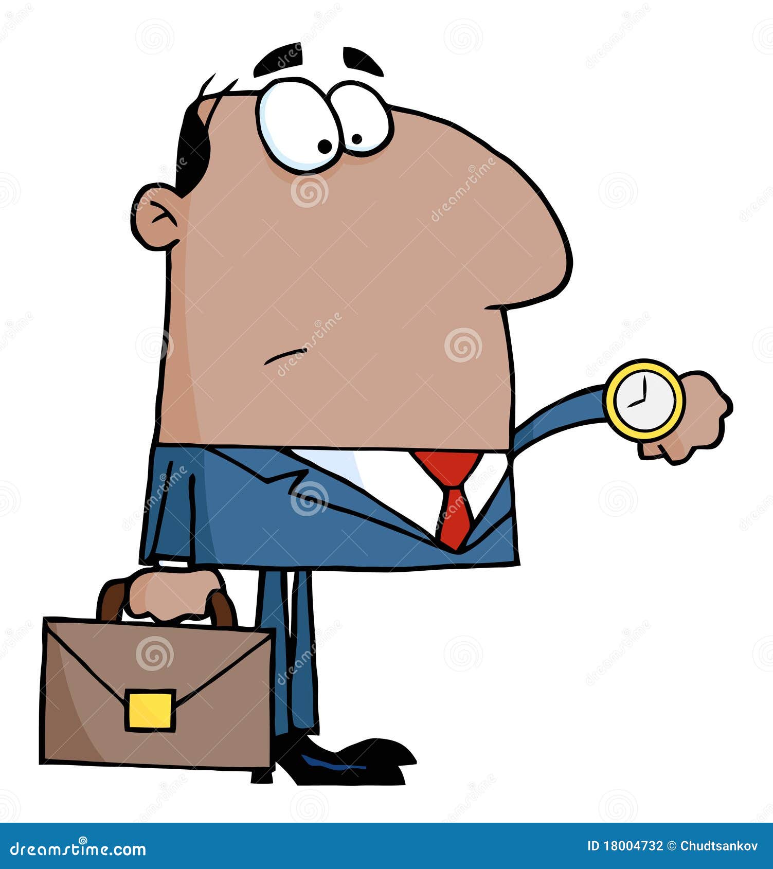 African American Office Worker Watching the Clock Stock Vector ...