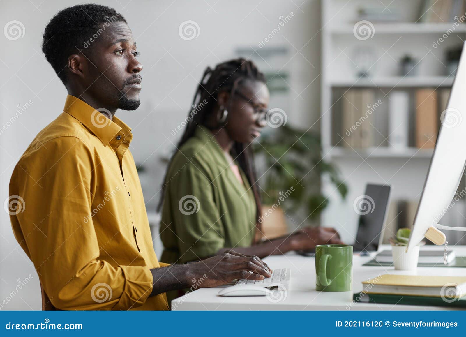 African-American People Working in Office Stock Photo - Image of ...