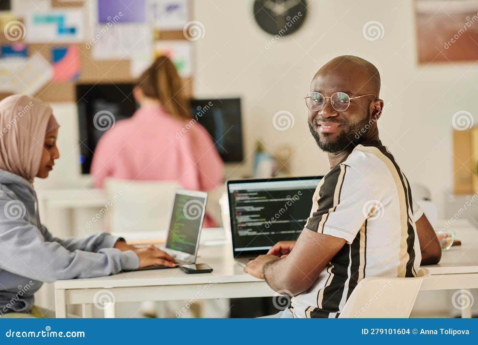 Programmer Working in Office with Colleagues Stock Photo - Image of ...