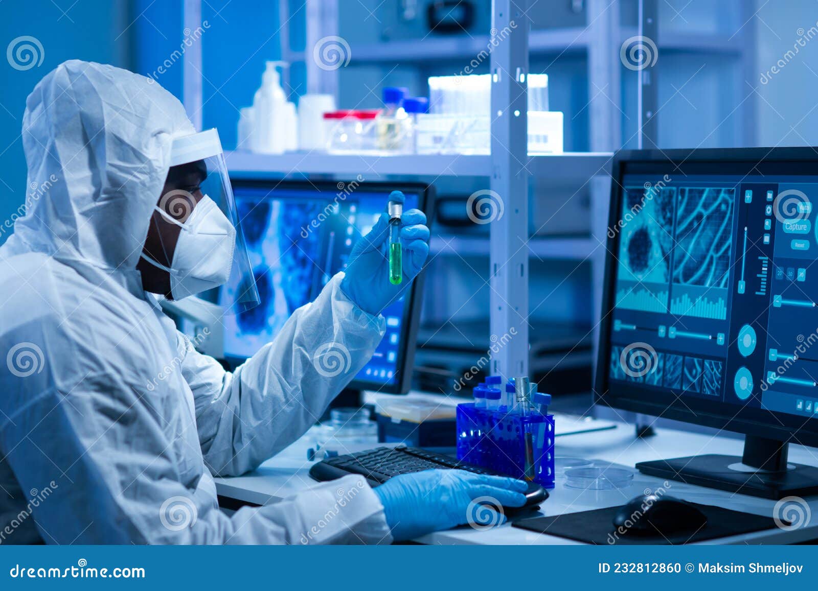 African-american Scientist Works in a Scientific Lab Using Laboratory ...