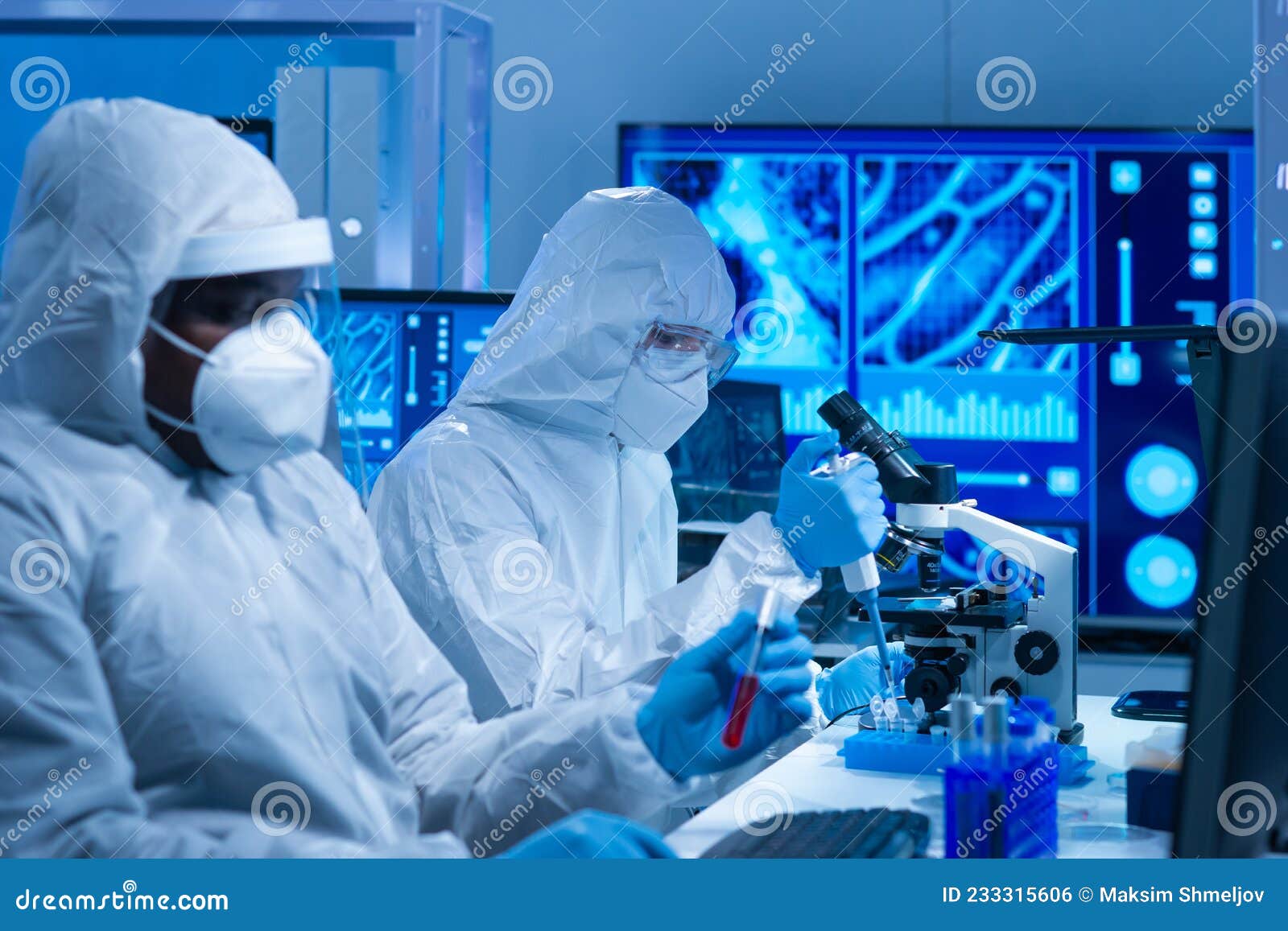 African-american Scientist Works in a Scientific Lab Using Laboratory ...