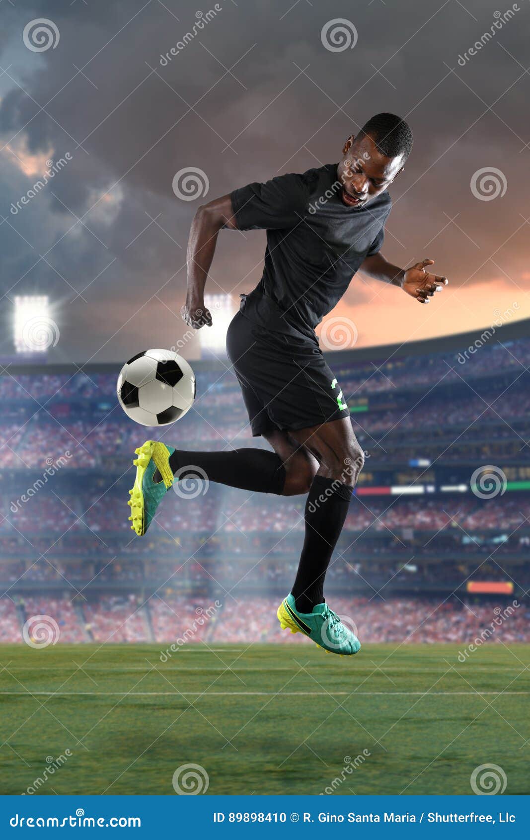 African American Soccer Player Performing Back Kick Stock Photo - Image ...