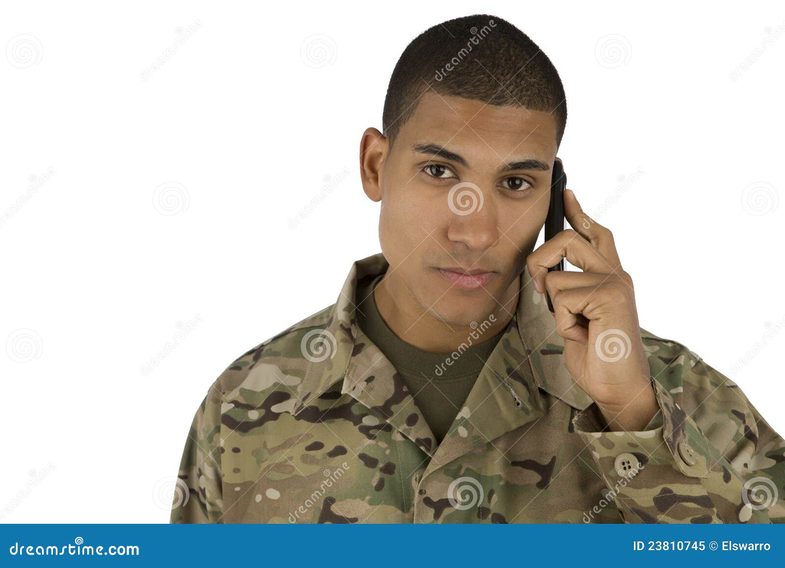 African American Soldier Talking on the Phone Stock Image - Image of ...