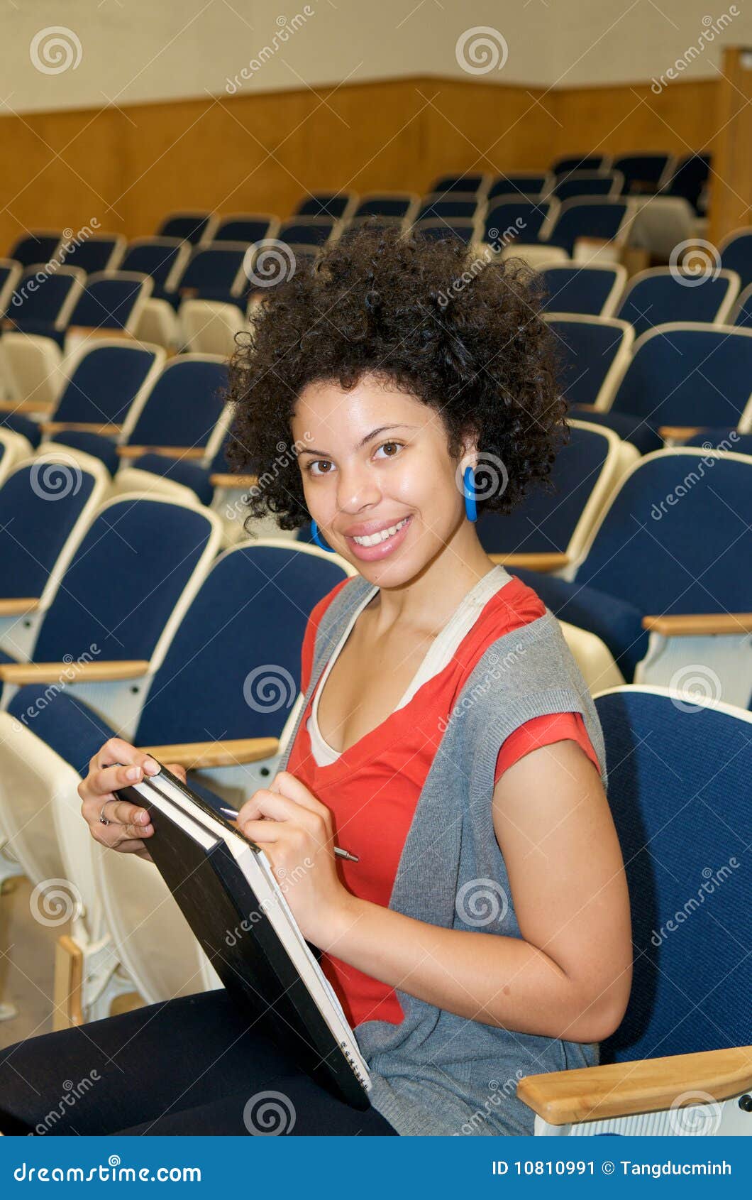 African American Student in Lecture Hall Stock Image - Image of natural ...