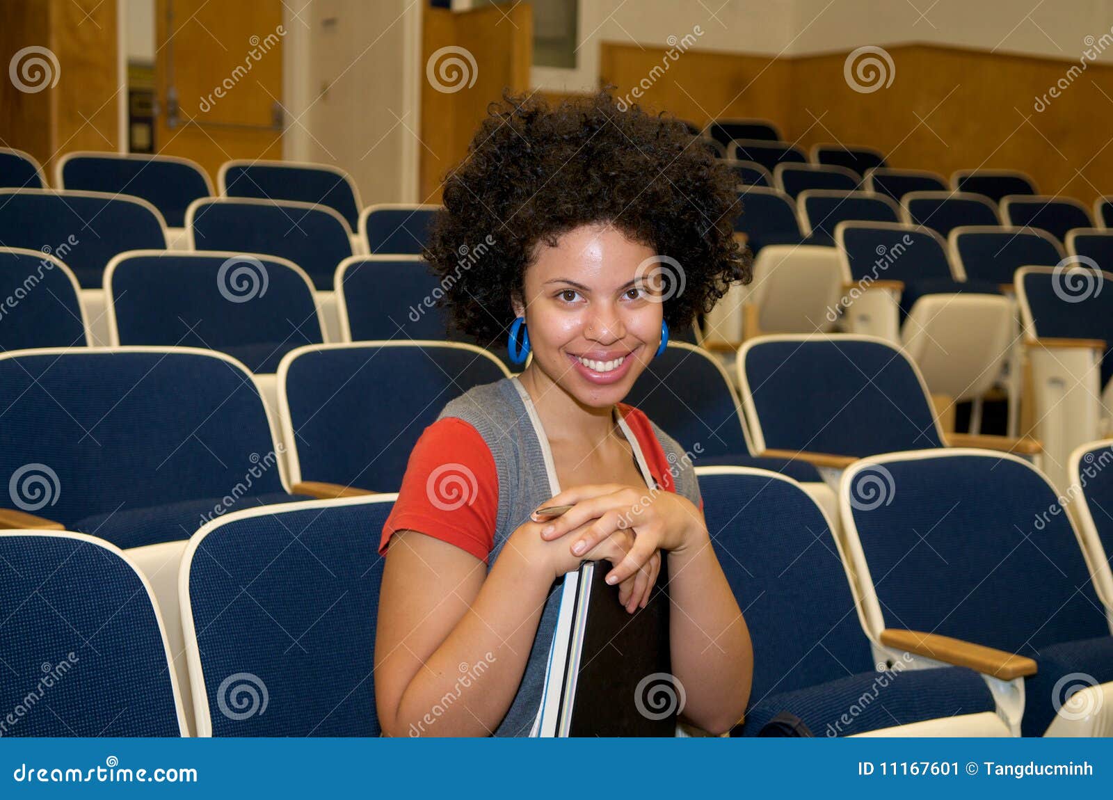 African American Student in Lecture Hall Stock Image - Image of ...