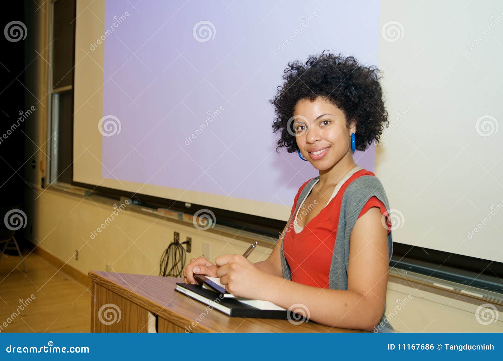 African American Student Speech Podium Stock Photo - Image of haircut ...