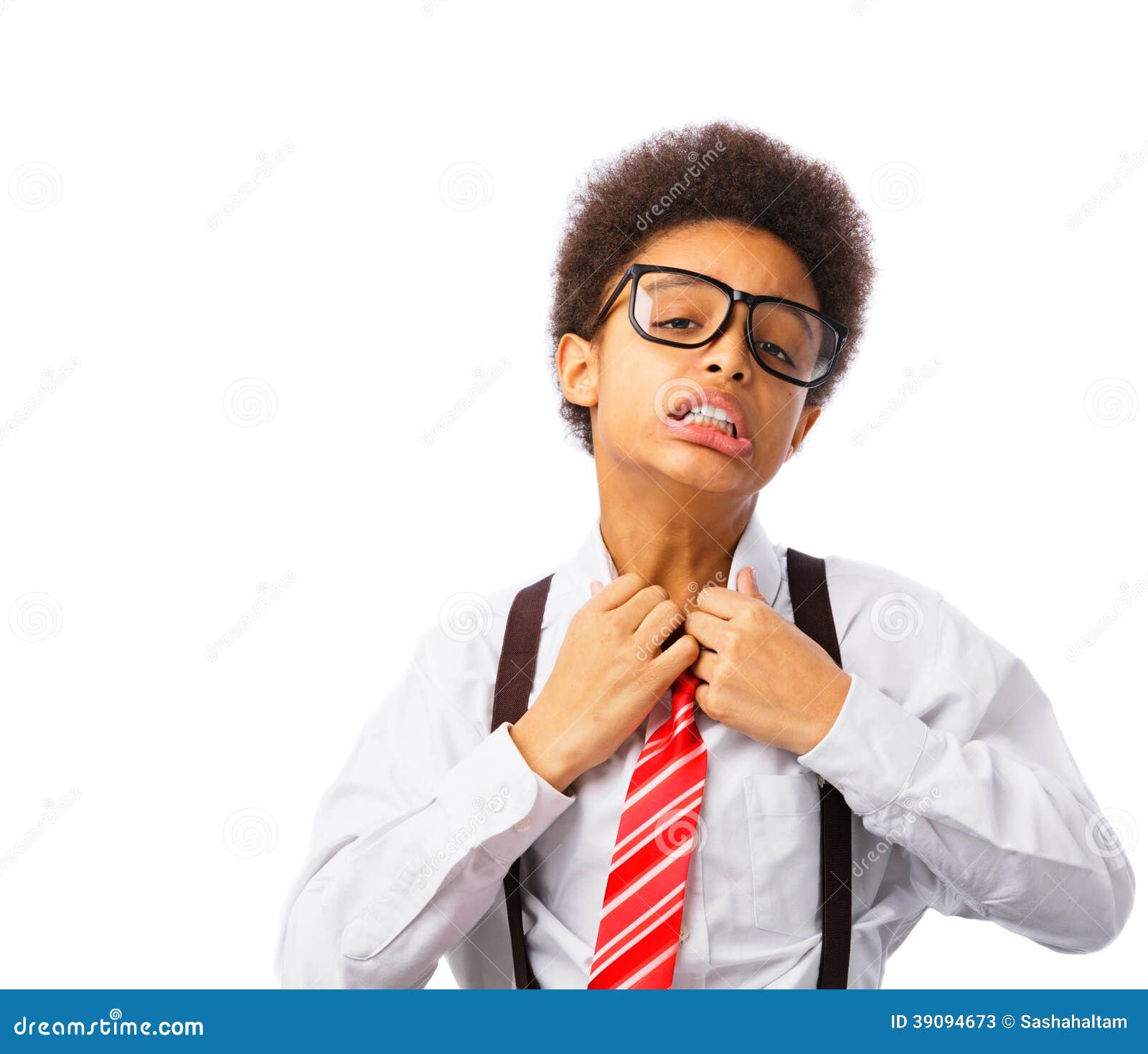 African American Teenager Unties His Tie Stock Image Image Of Stressed Frustrated 39094673