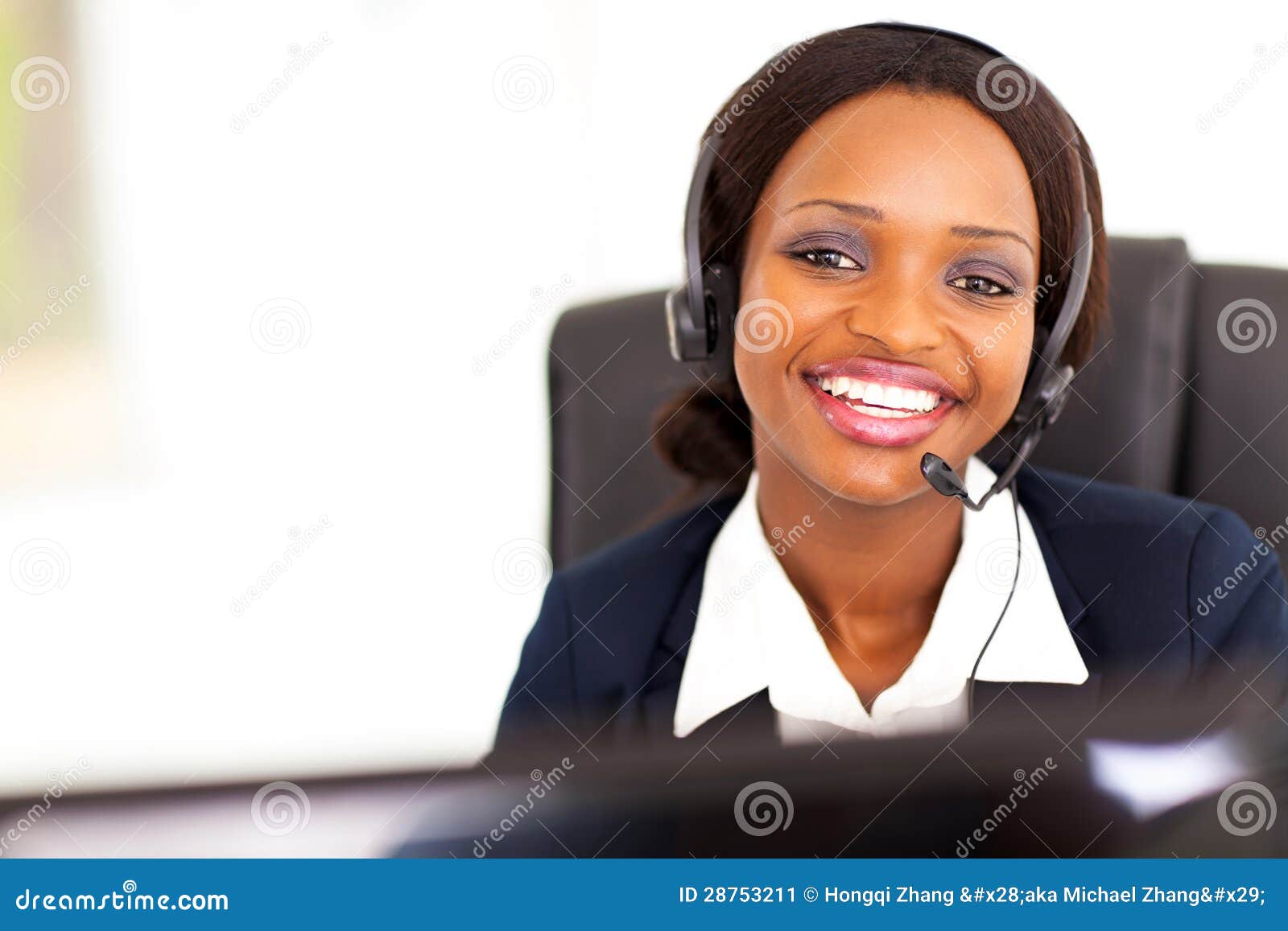 African American Telephonist Stock Image - Image of office, center ...