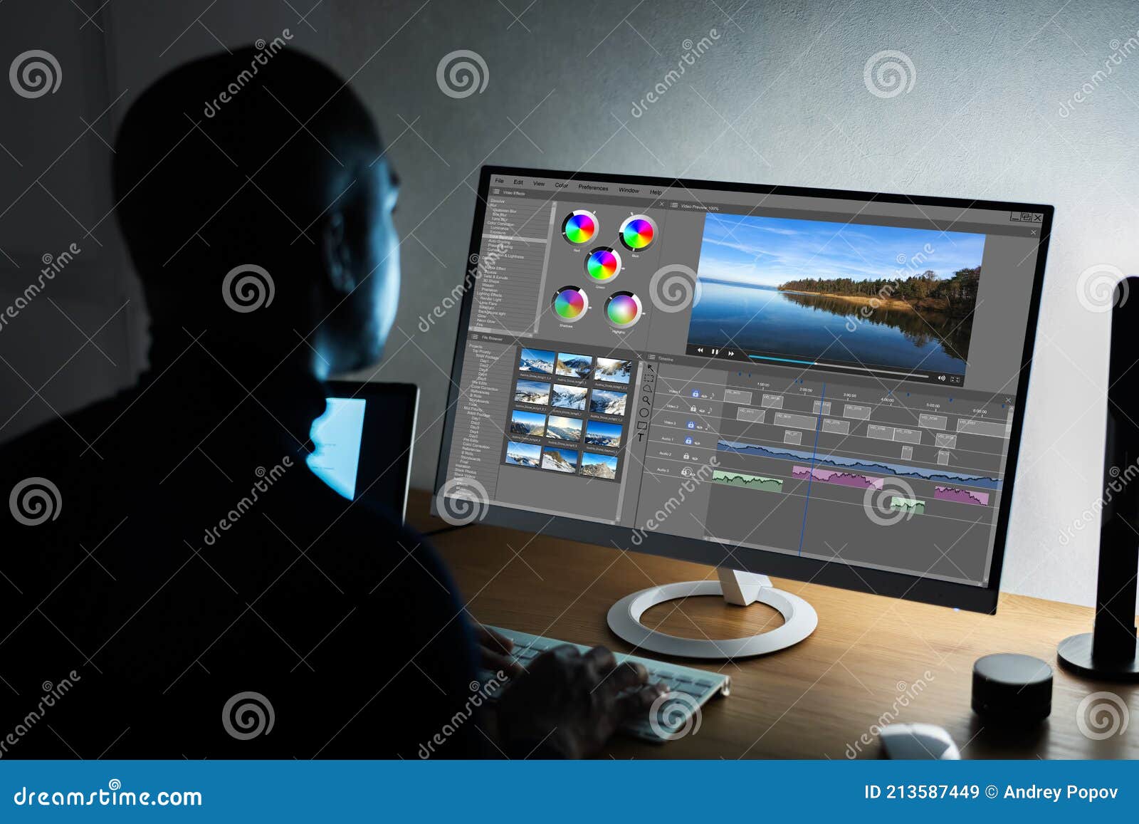 African American Video Editor Tech Job Stock Image - Image of american ...