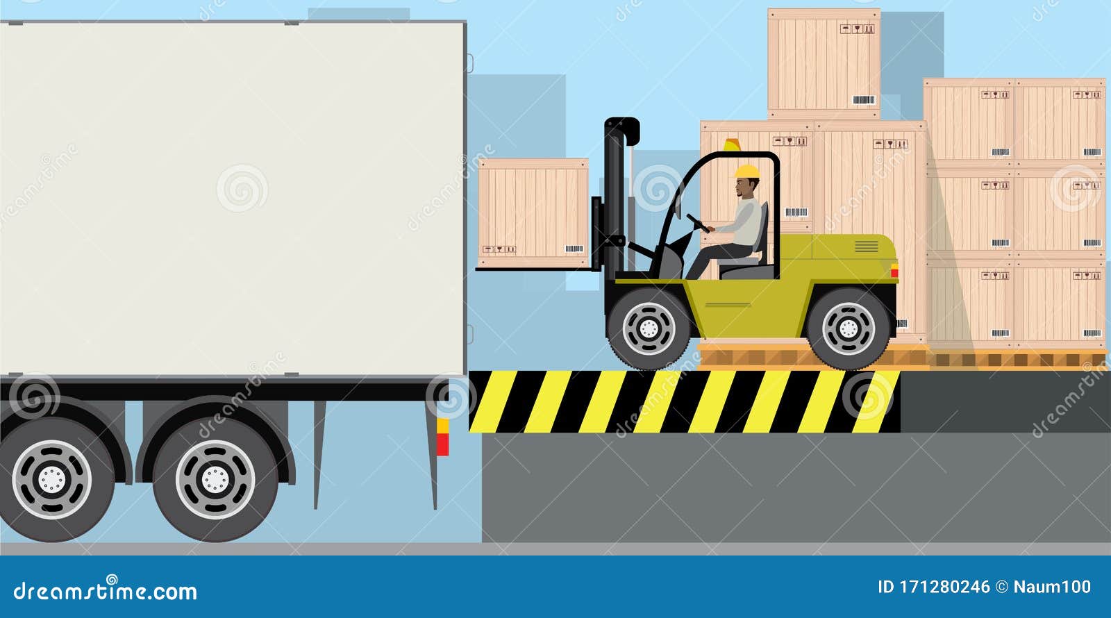 Worker Loading Crates Into Back Of Truck, Woman In Uniform Scanning ...