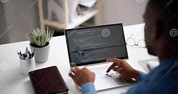 African American Web Developer Programmer Stock Image - Image of laptop ...