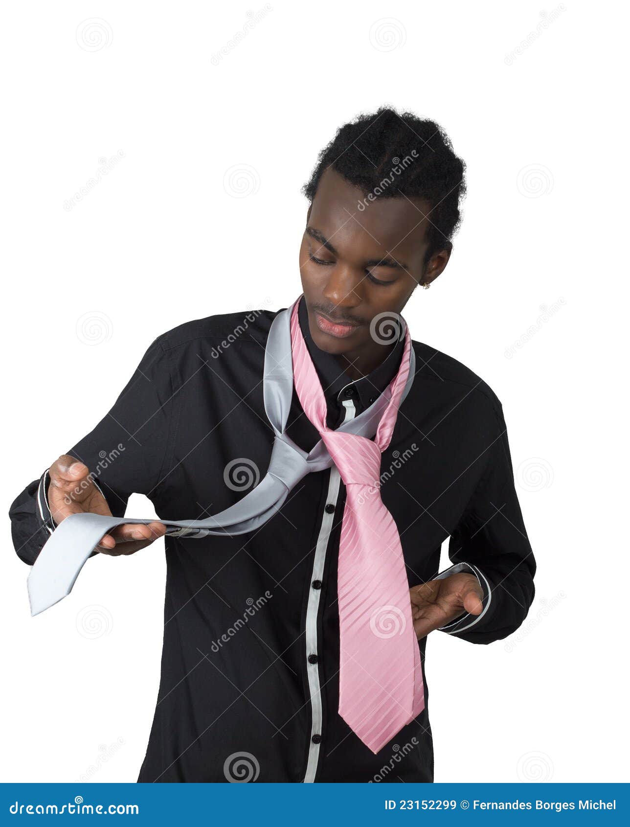 African American Who Hesitates between Two Tie Stock Image - Image of ...