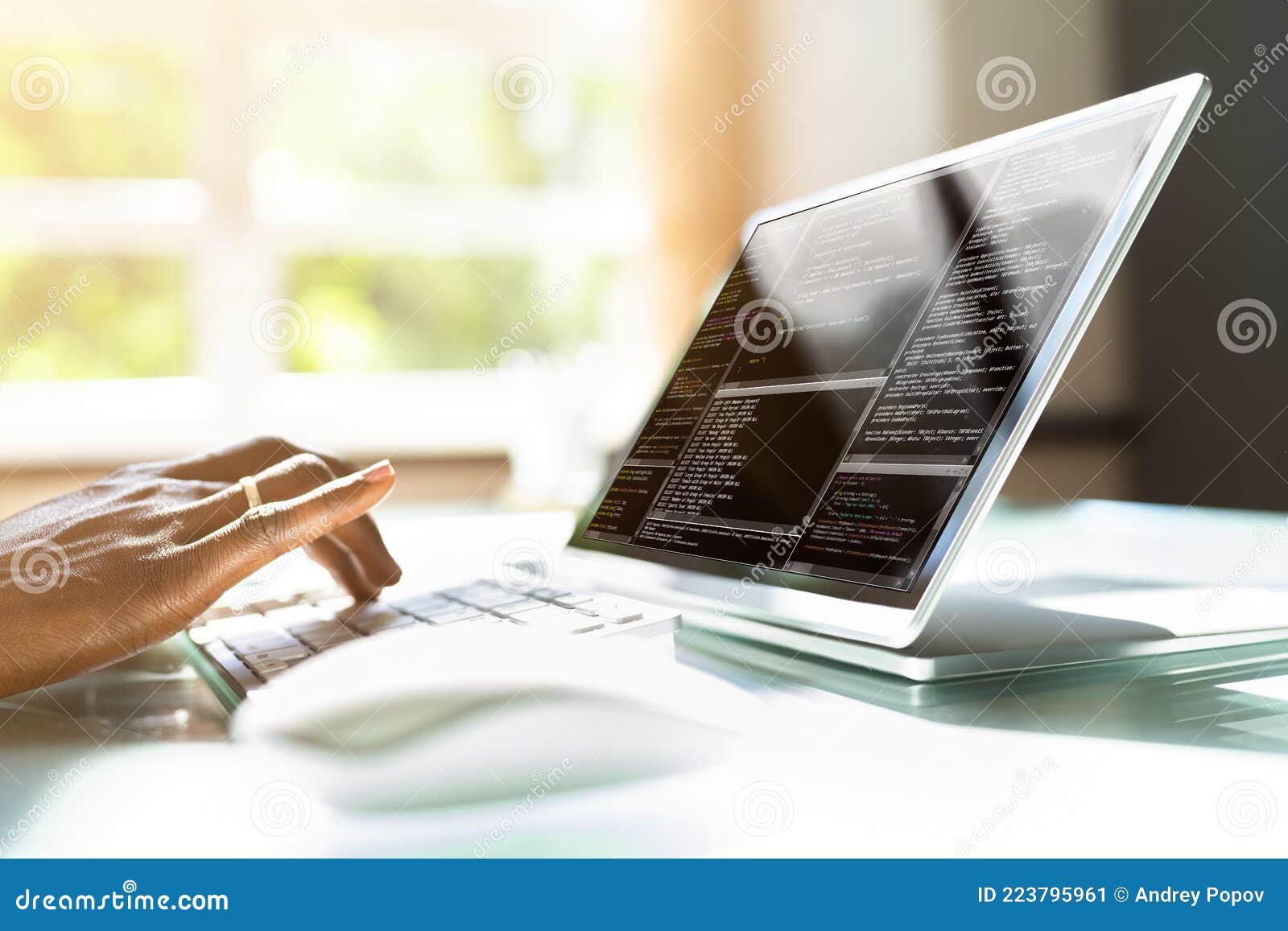 African American Woman Coding Web Software Stock Image - Image of ...
