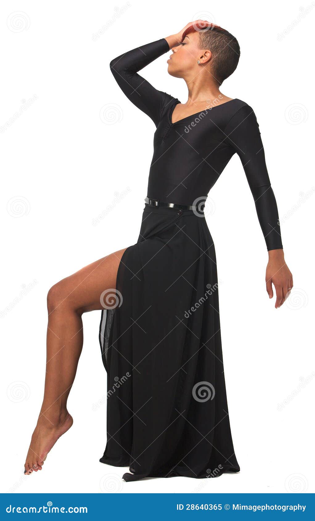 African American Woman Elegant Dance Pose Stock Image - Image of full ...