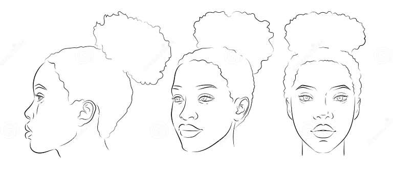 Vector African American Woman Face Set Of Dark Skinned Women Portrait