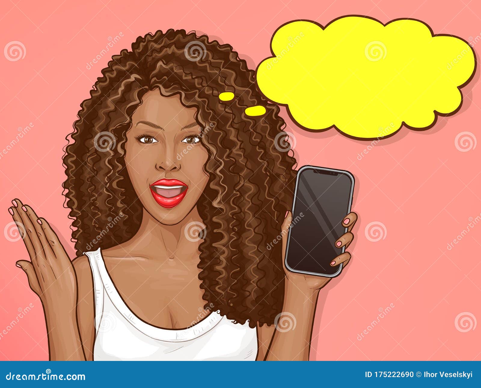 African American Woman Holds Smartphone Stock Vector - Illustration of ... African American Woman Holds Smartphone Stock Vector - Illustration of ...