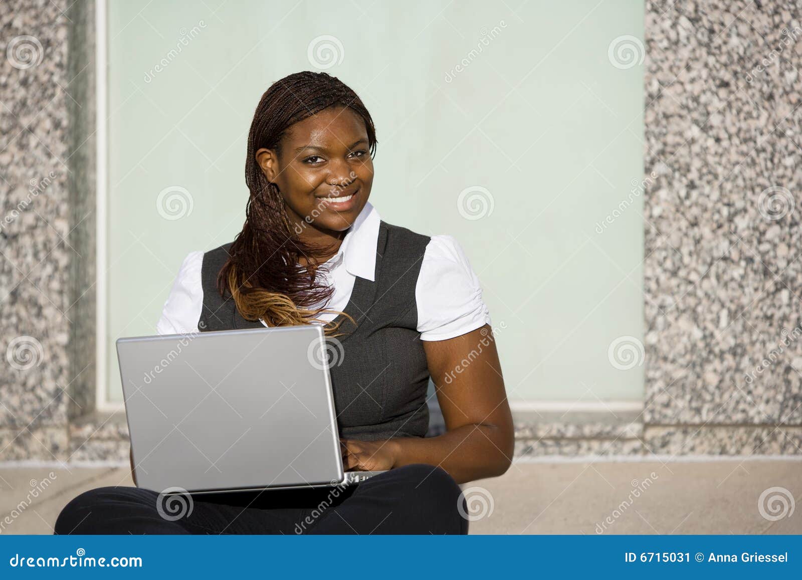 African American Woman with Laptop Stock Image - Image of beautiful ...