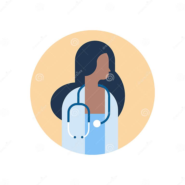 African American Woman Medical Doctor Stethoscope Profile Icon Female
