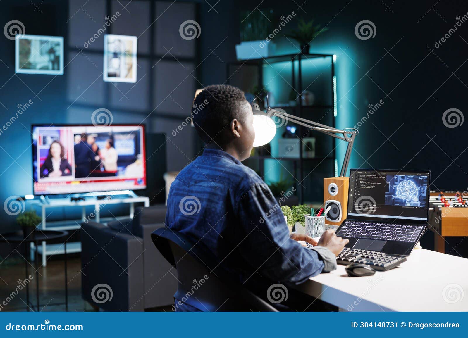 African American Woman Programming Stock Image - Image of manages ...