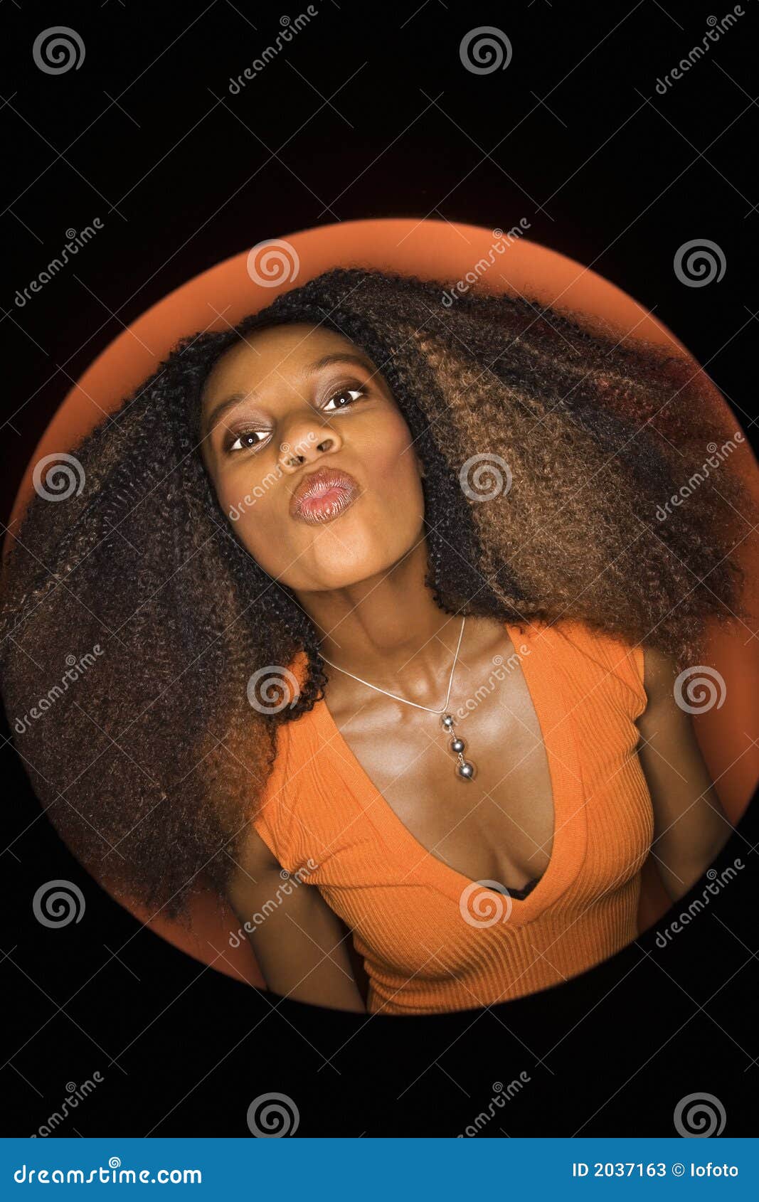 African-American Woman Puckering Lips. Stock Image - Image of afro ...