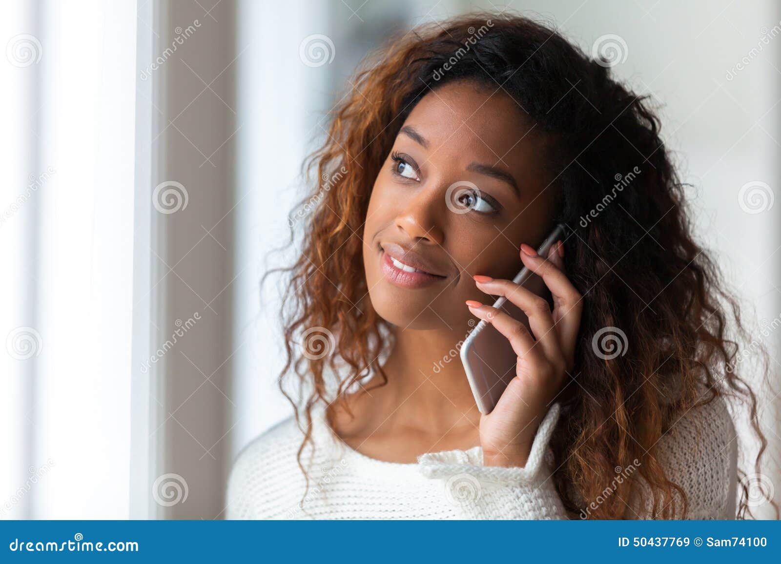 African American Woman Talking On A Mobile Phone Black People Stock