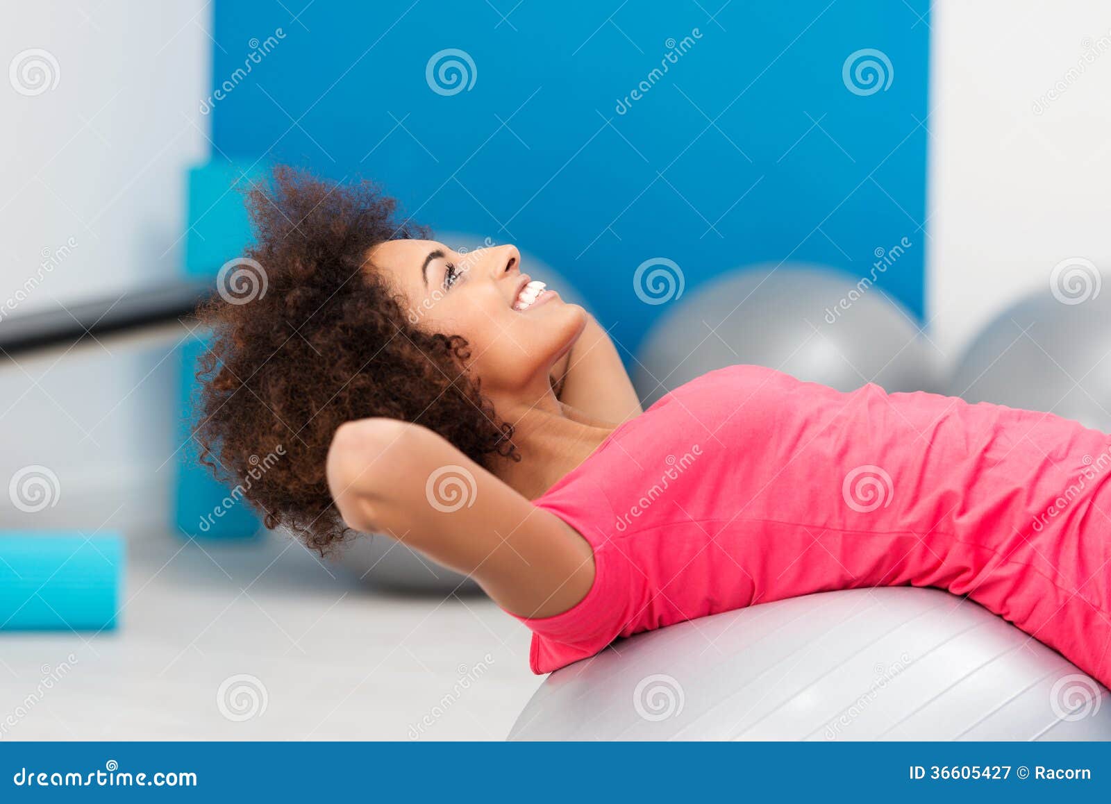 African American Woman Working Out In The Gym Stock Image Image Of
