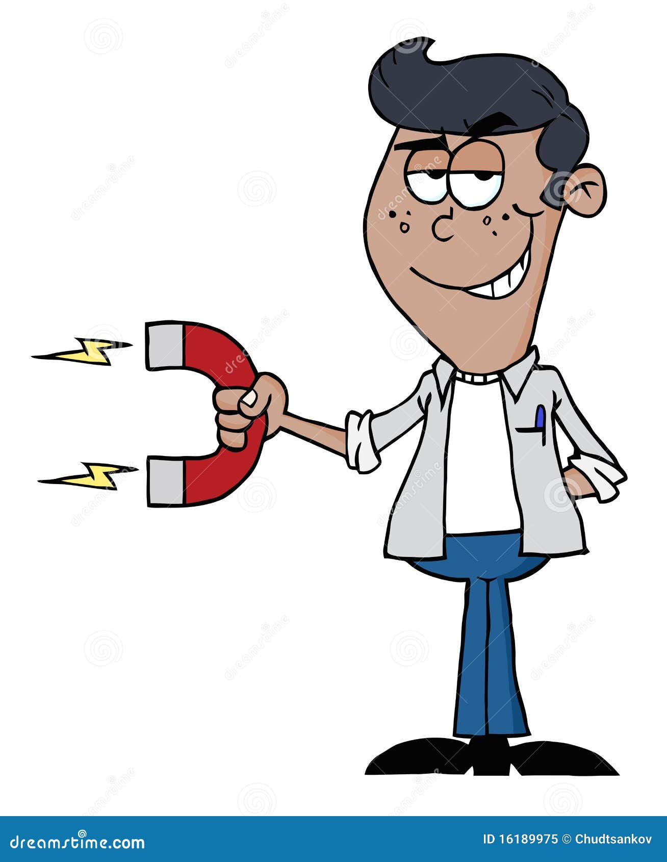 African American Youth Using a Magnet Stock Vector - Illustration of ...