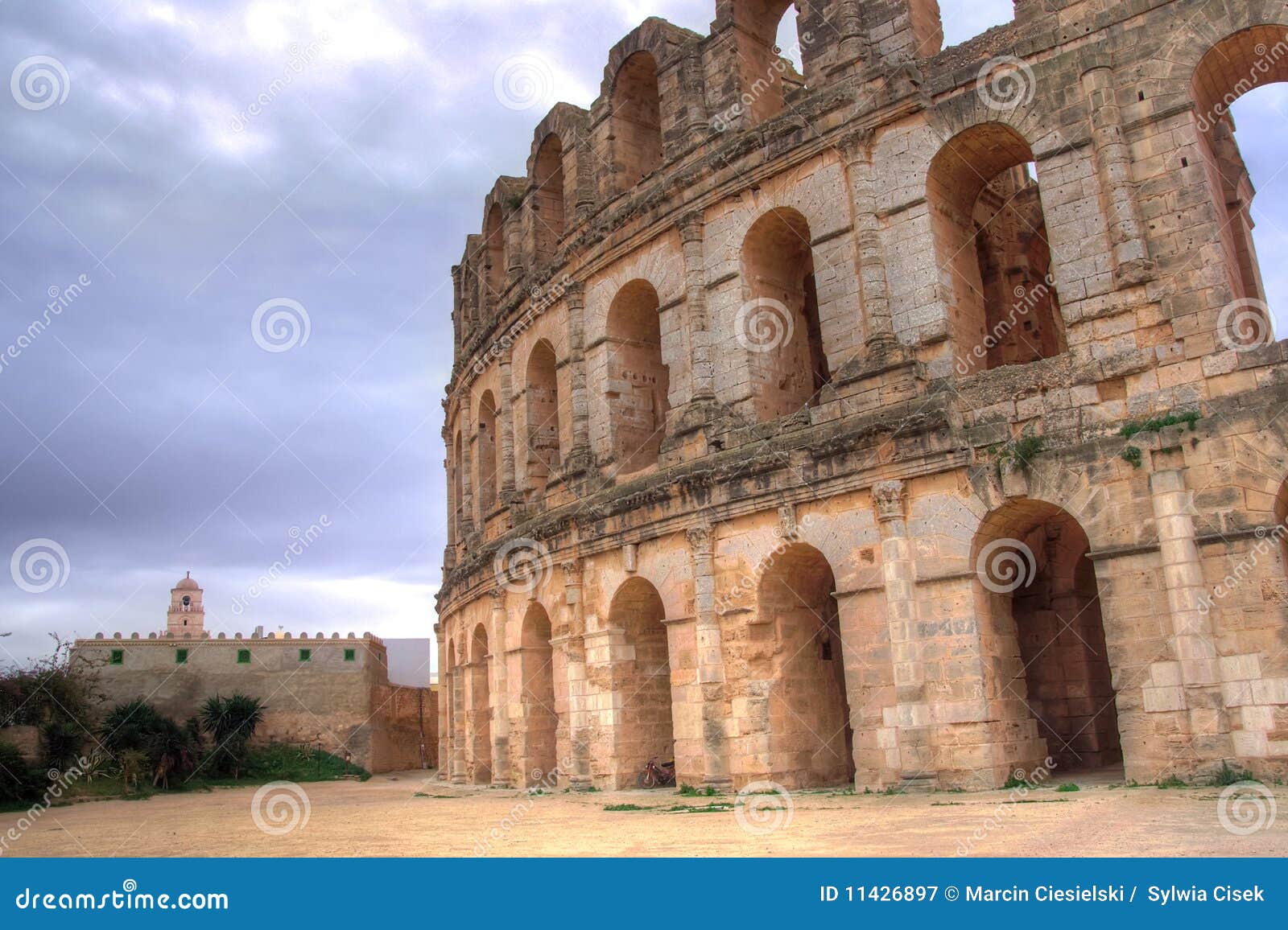 African amphitheater stock image. Image of historic, tunisia - 11426897