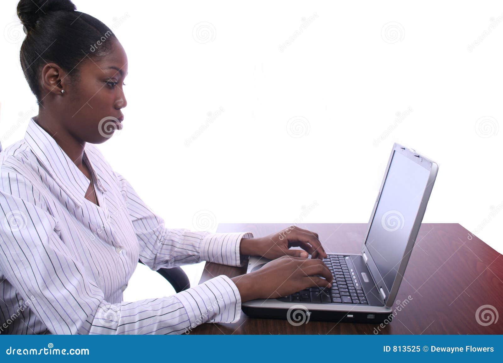 African Amrican Woman with Computer Stock Image - Image of smile ...