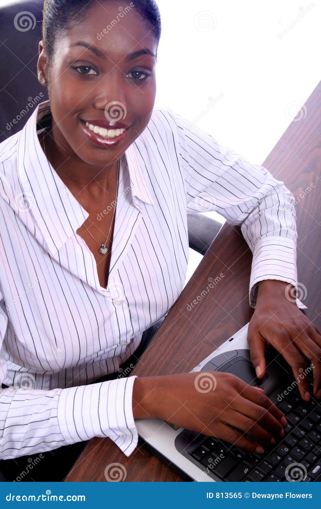African Amrican Woman with Computer Stock Image - Image of feminist ...