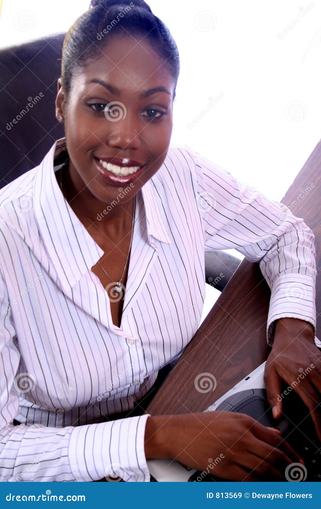 African Amrican Woman with Computer Stock Image - Image of business ...