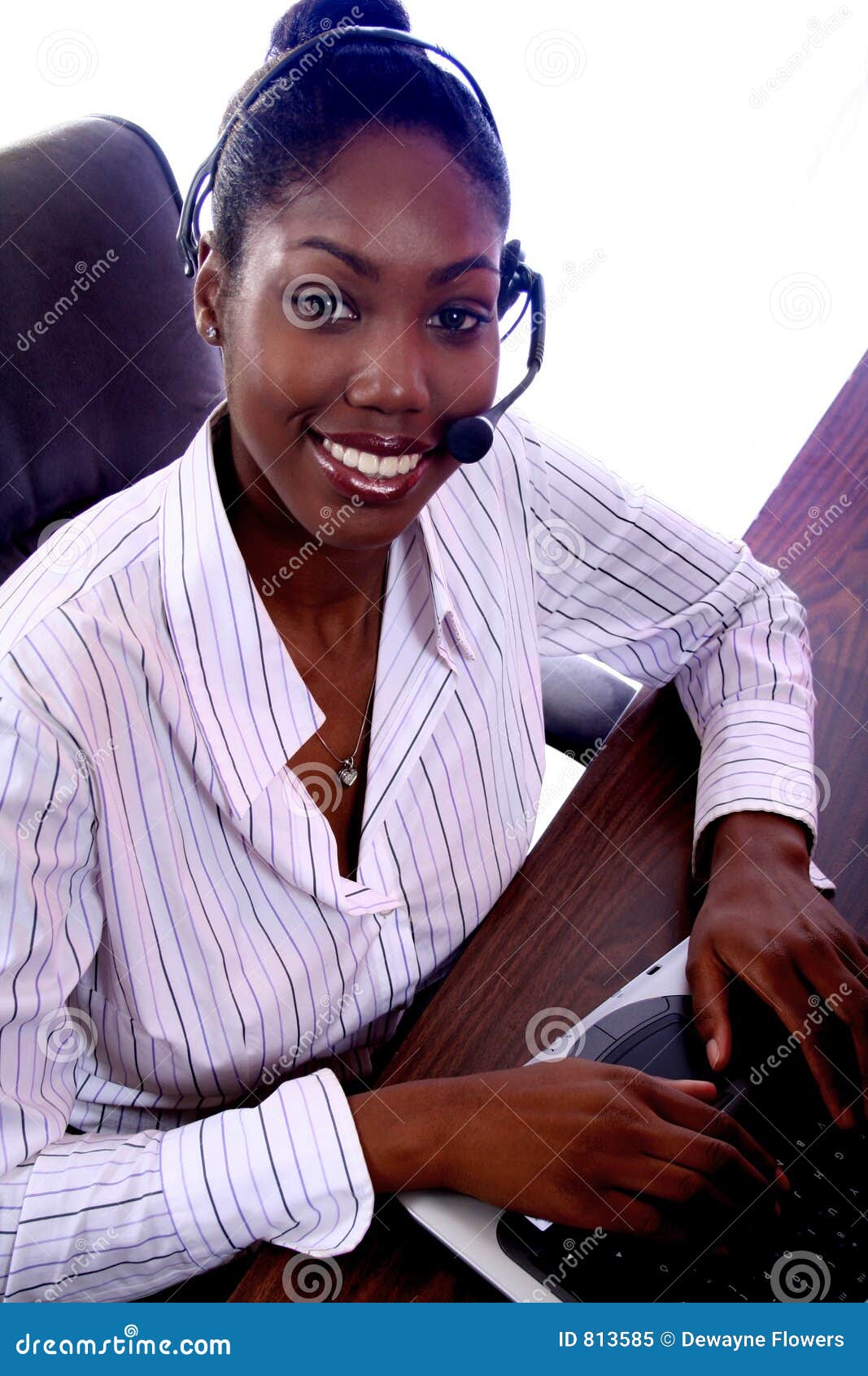 African Amrican Woman with Computer Stock Image - Image of ...