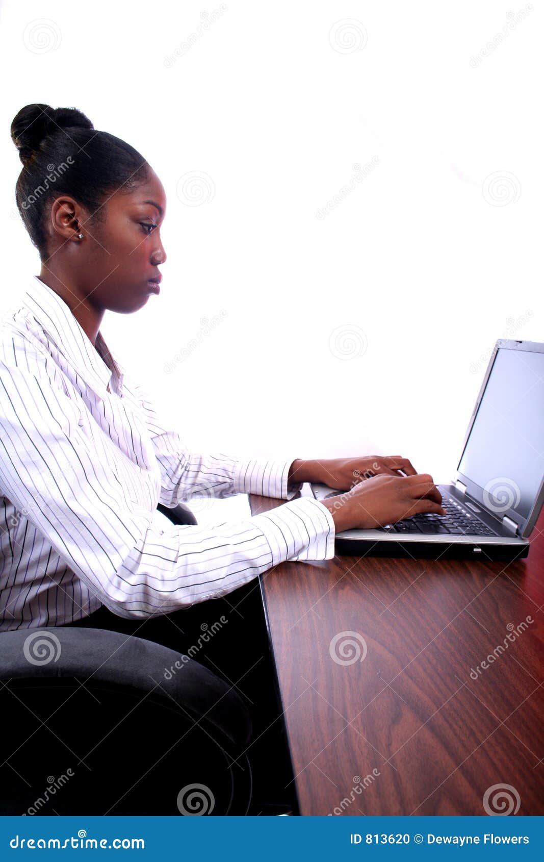 African Amrican Woman with Computer Stock Photo - Image of screen, lady ...