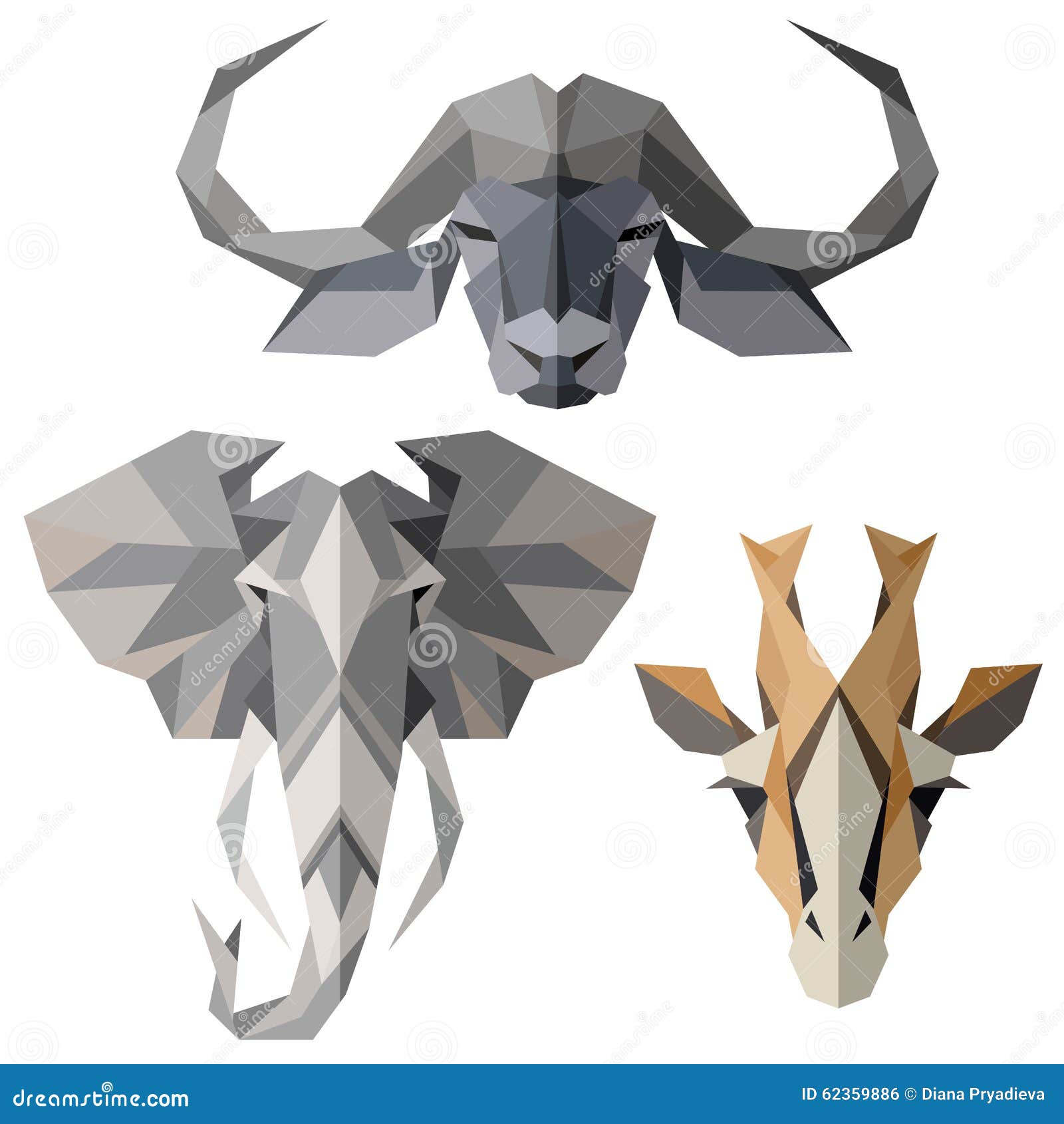 African Animal Icons, Vector Icon Set. Abstract Triangular Style Stock ...