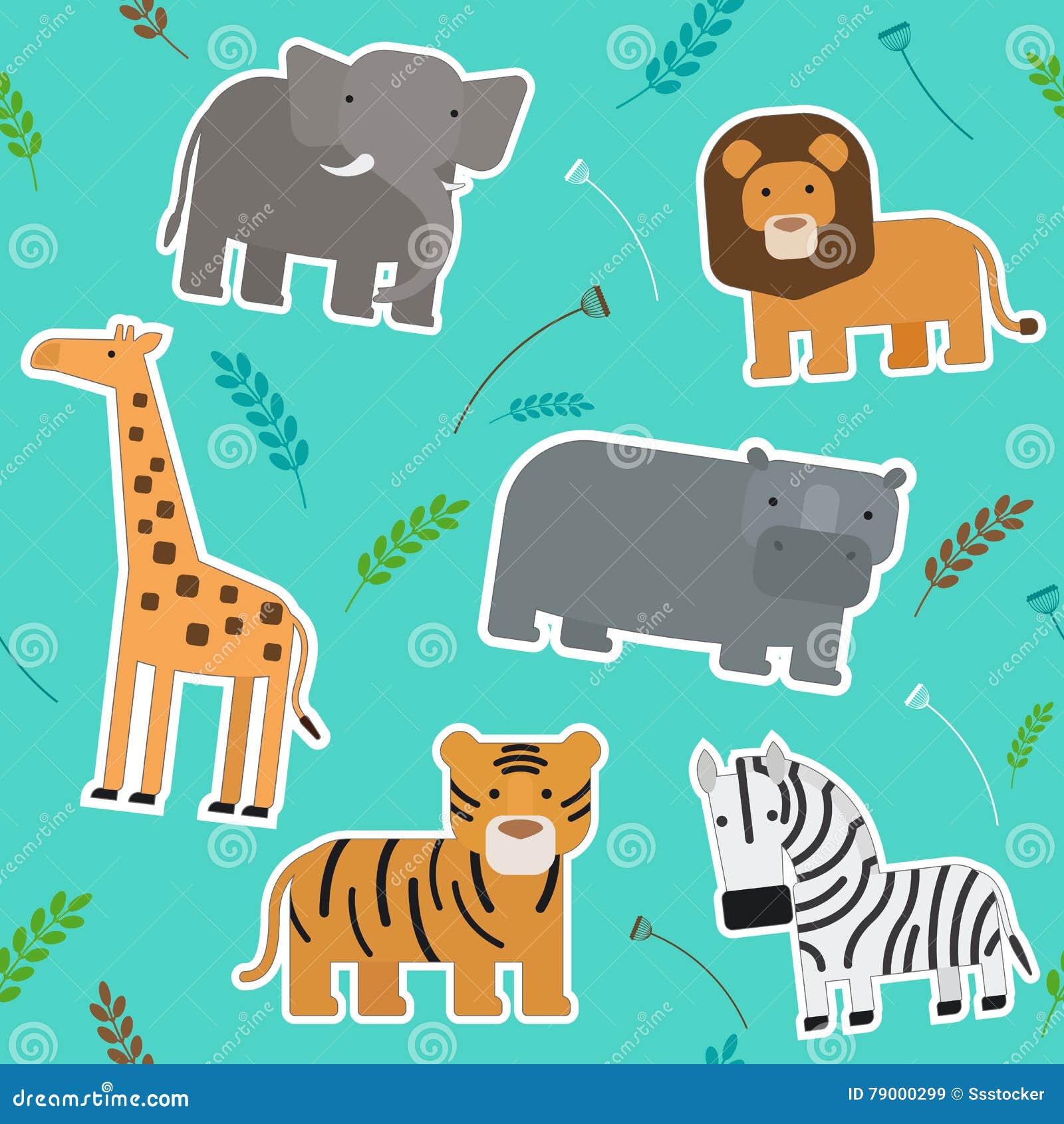 African Animals Seamless Pattern Stock Vector - Illustration of design ...