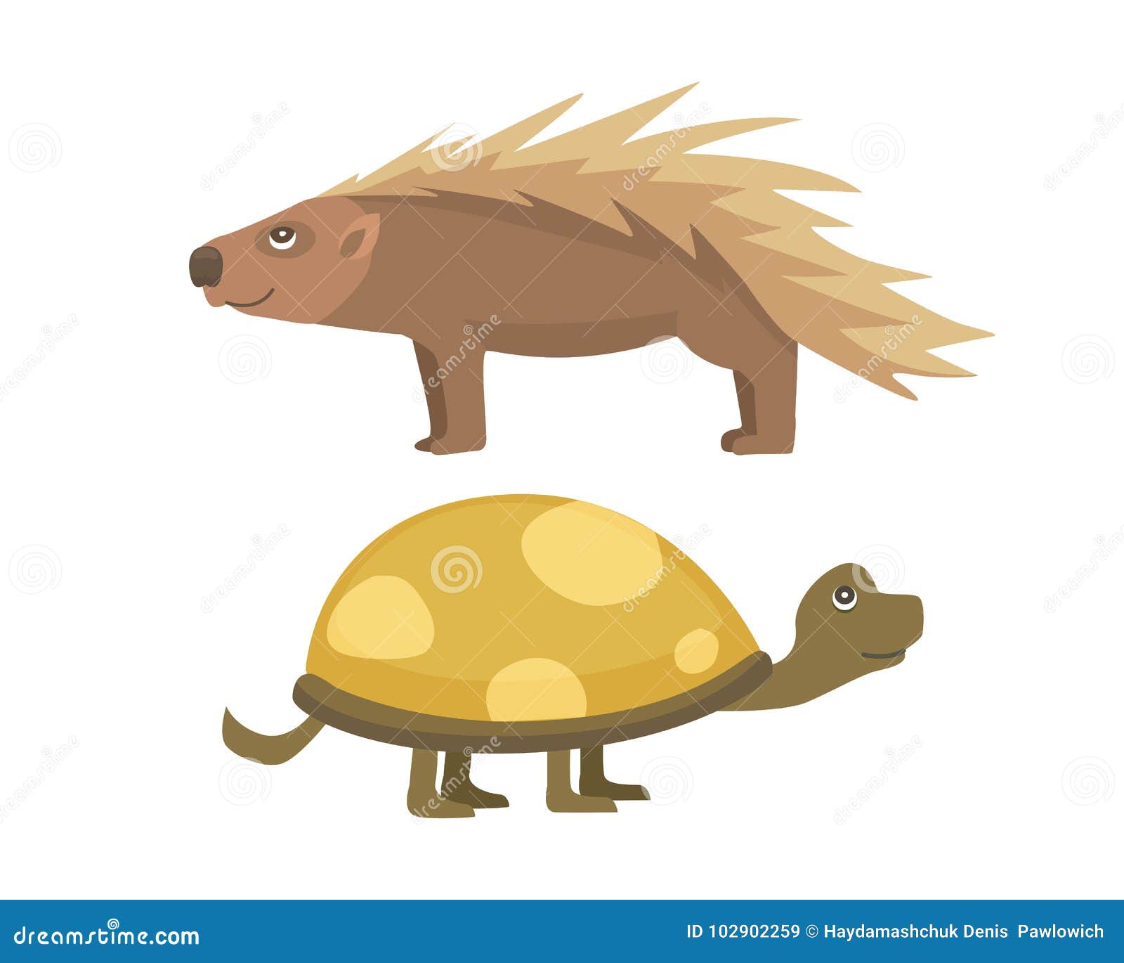 Set Of Animals. Turtle, Camels, Sheep And Hedgehog Cartoon Vector ...