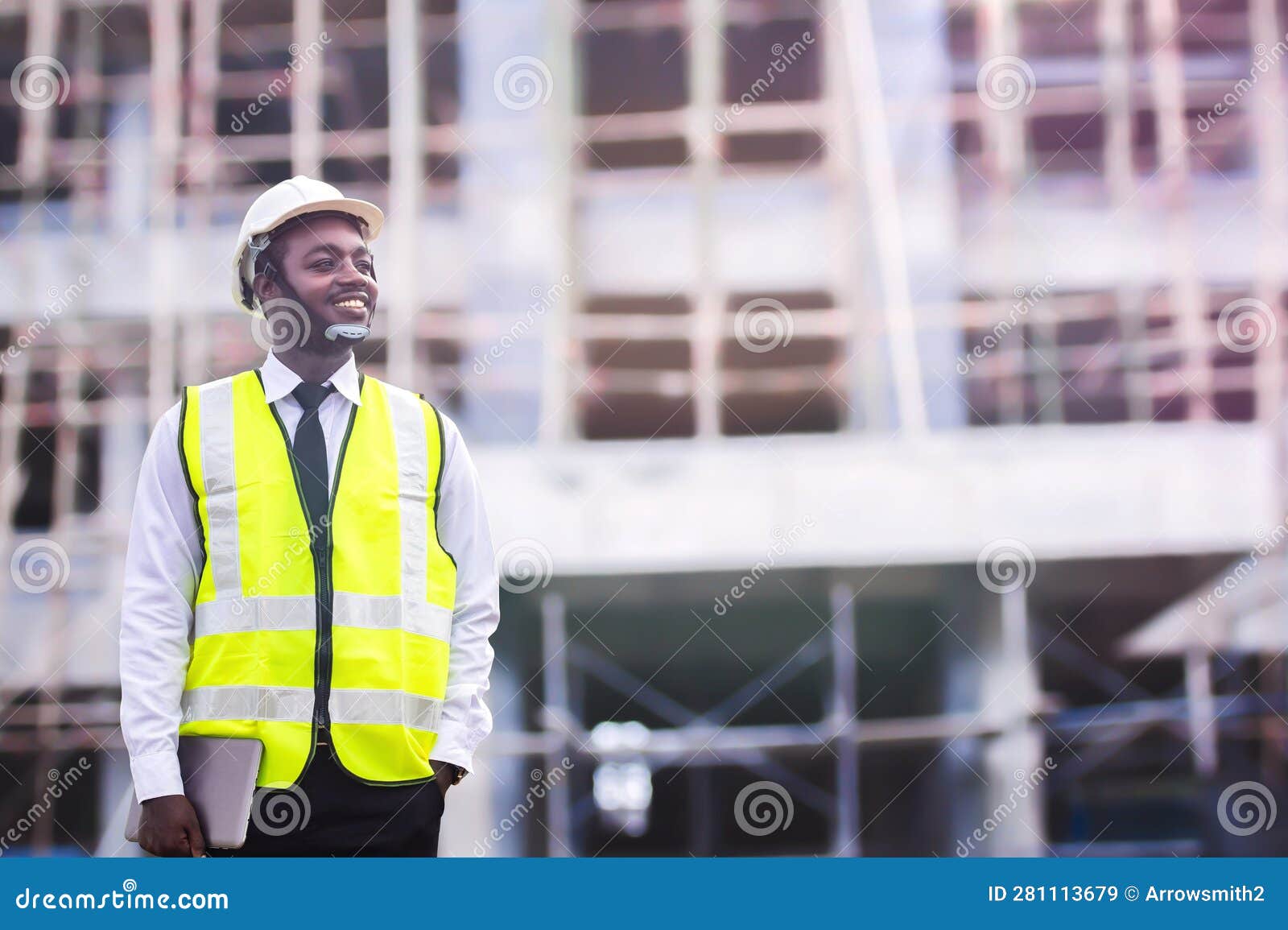 African Architects Engineer Man with Tablet Work Together in the Inside ...