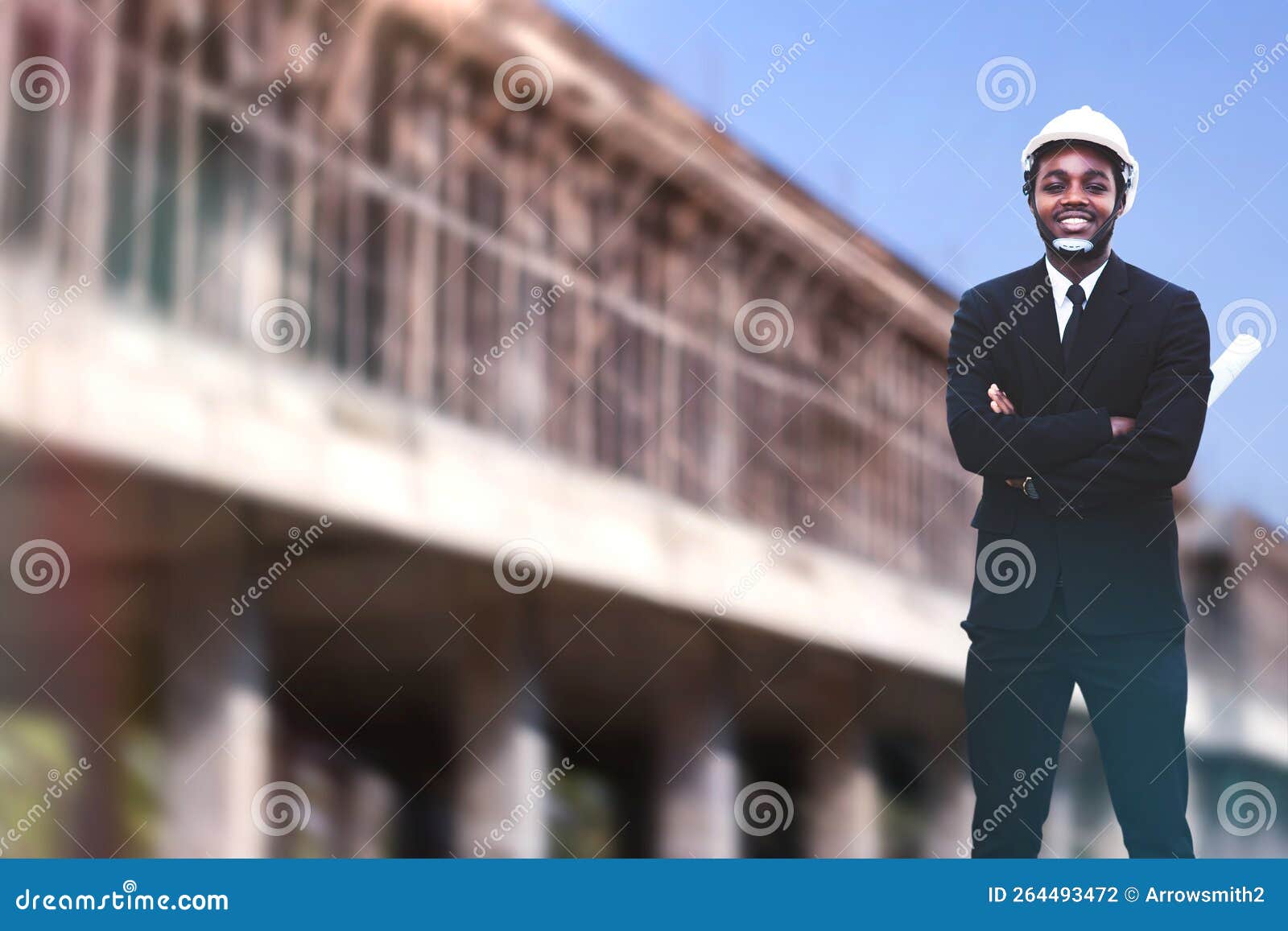 African Architects Engineer Manager with Holding Blueprint Work ...