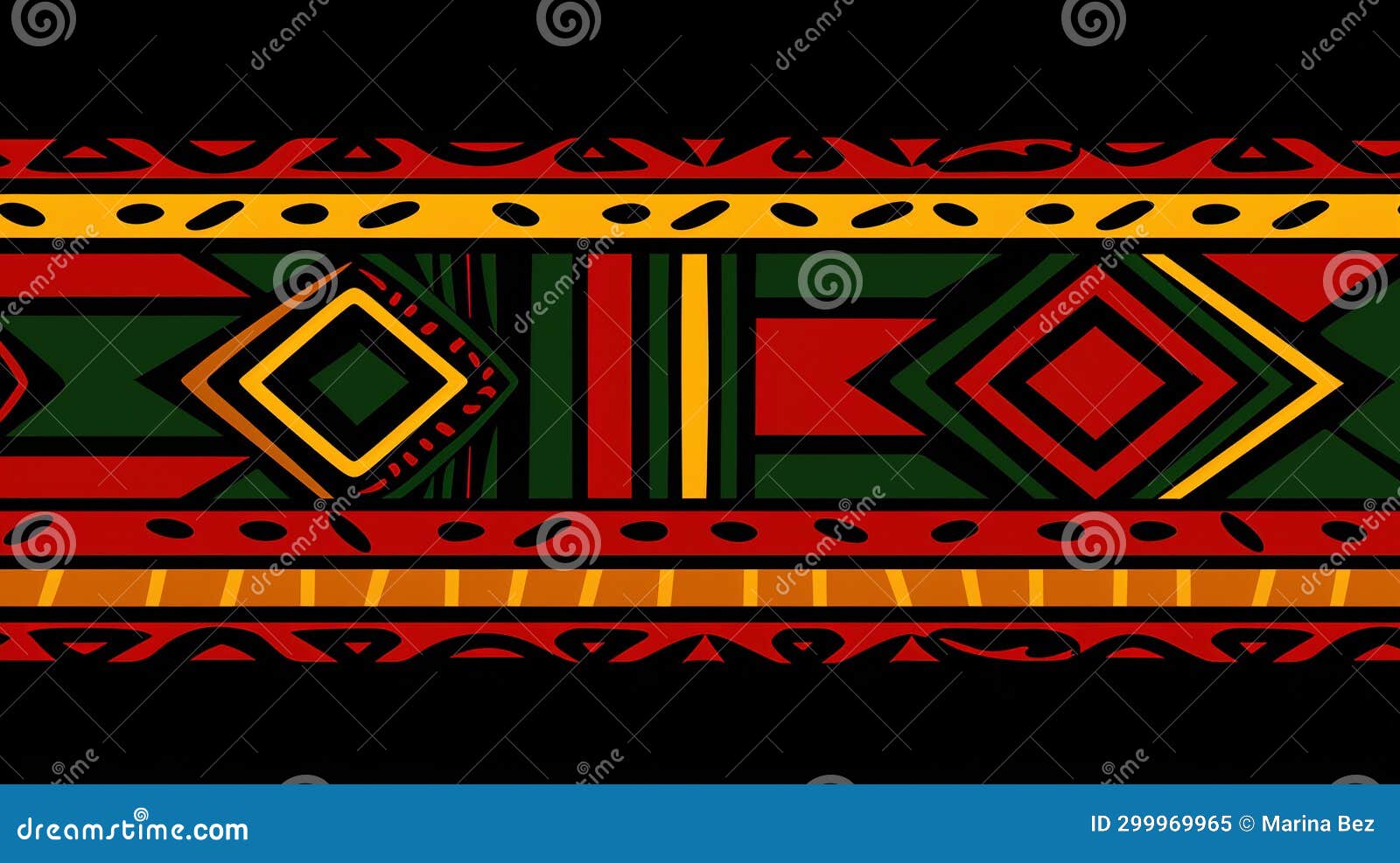 African Art Pattern on Black Background Stock Image - Image of ...