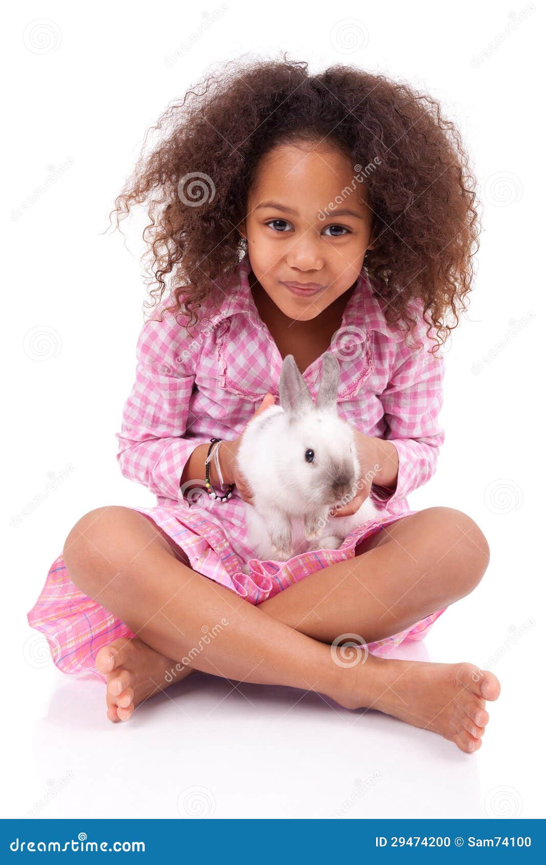African Asian Girl Holding a Rabbit Stock Photo - Image of holding ...