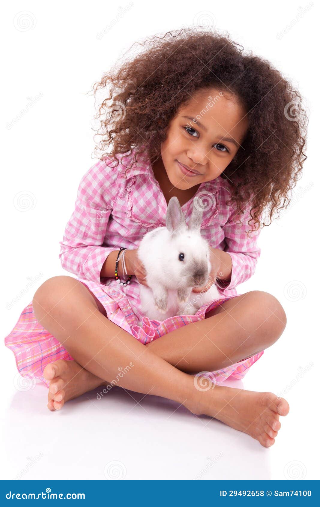 African Asian Girl Holding a Rabbit Stock Photo - Image of adorable ...