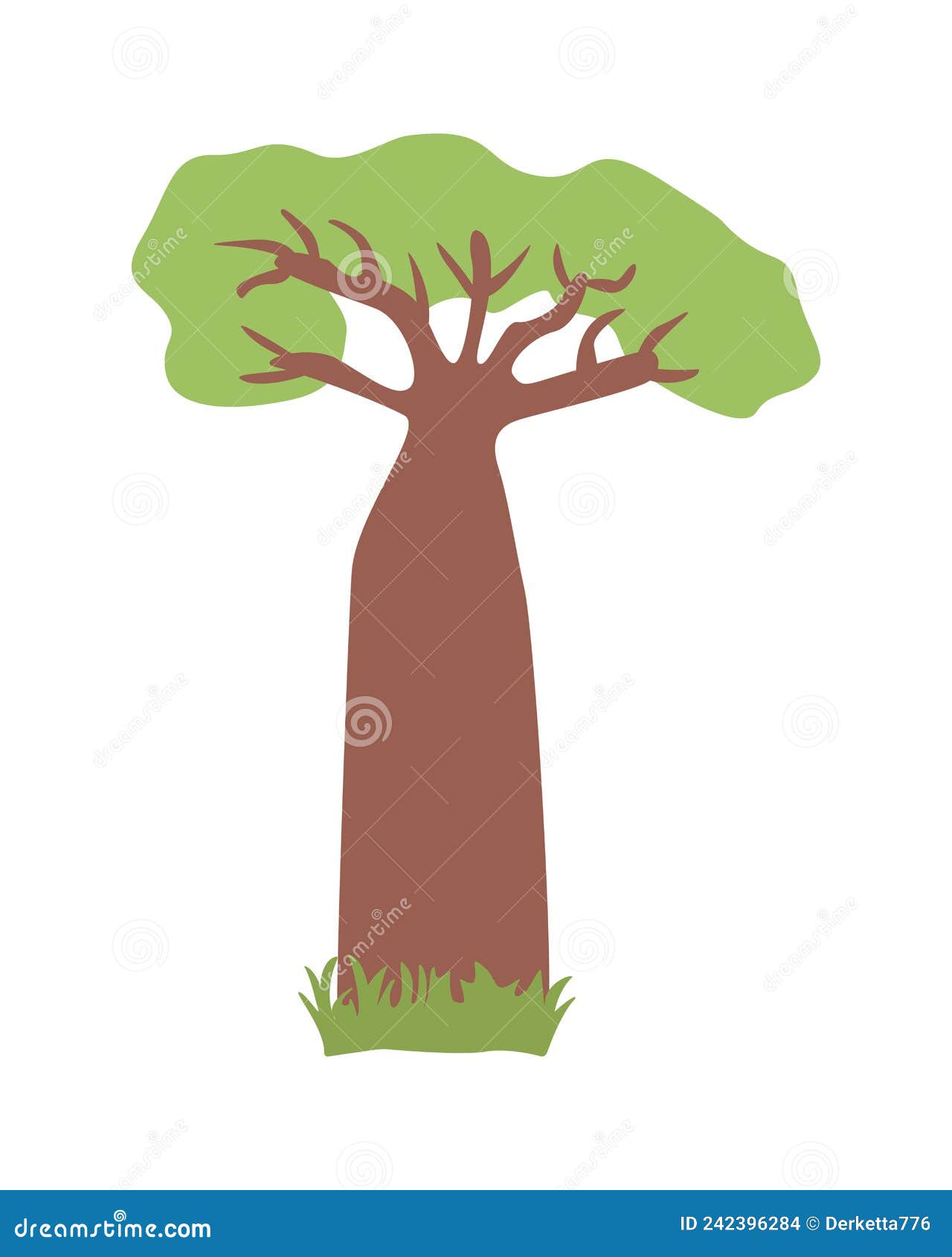 African Baobab Tree, Vector Illustration Isolated on White Stock Vector ...