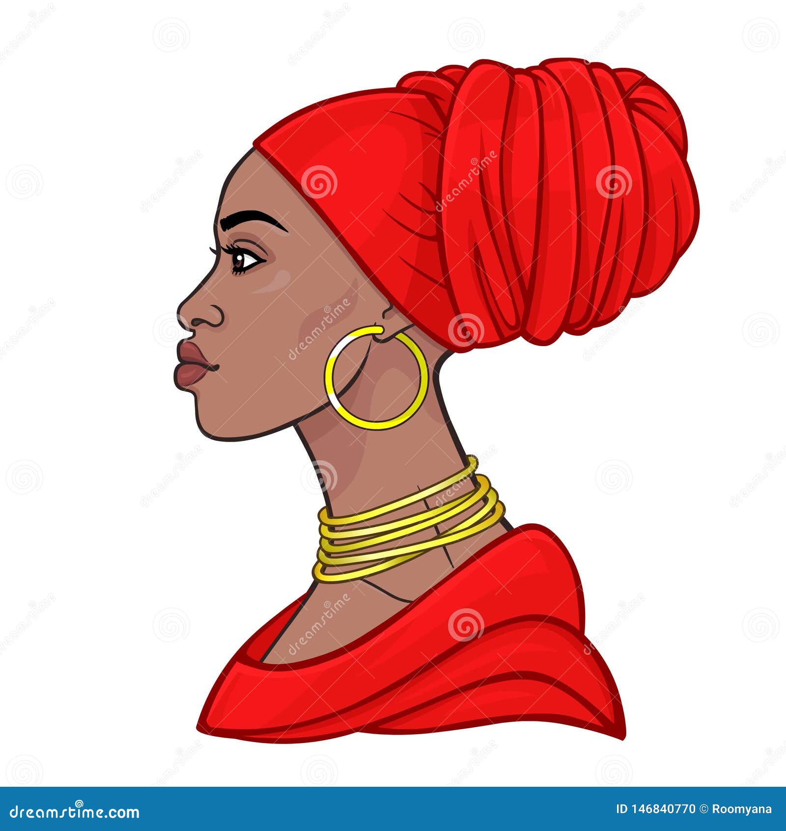 African Beauty Animation Portrait Of The Beautiful Black Woman In A