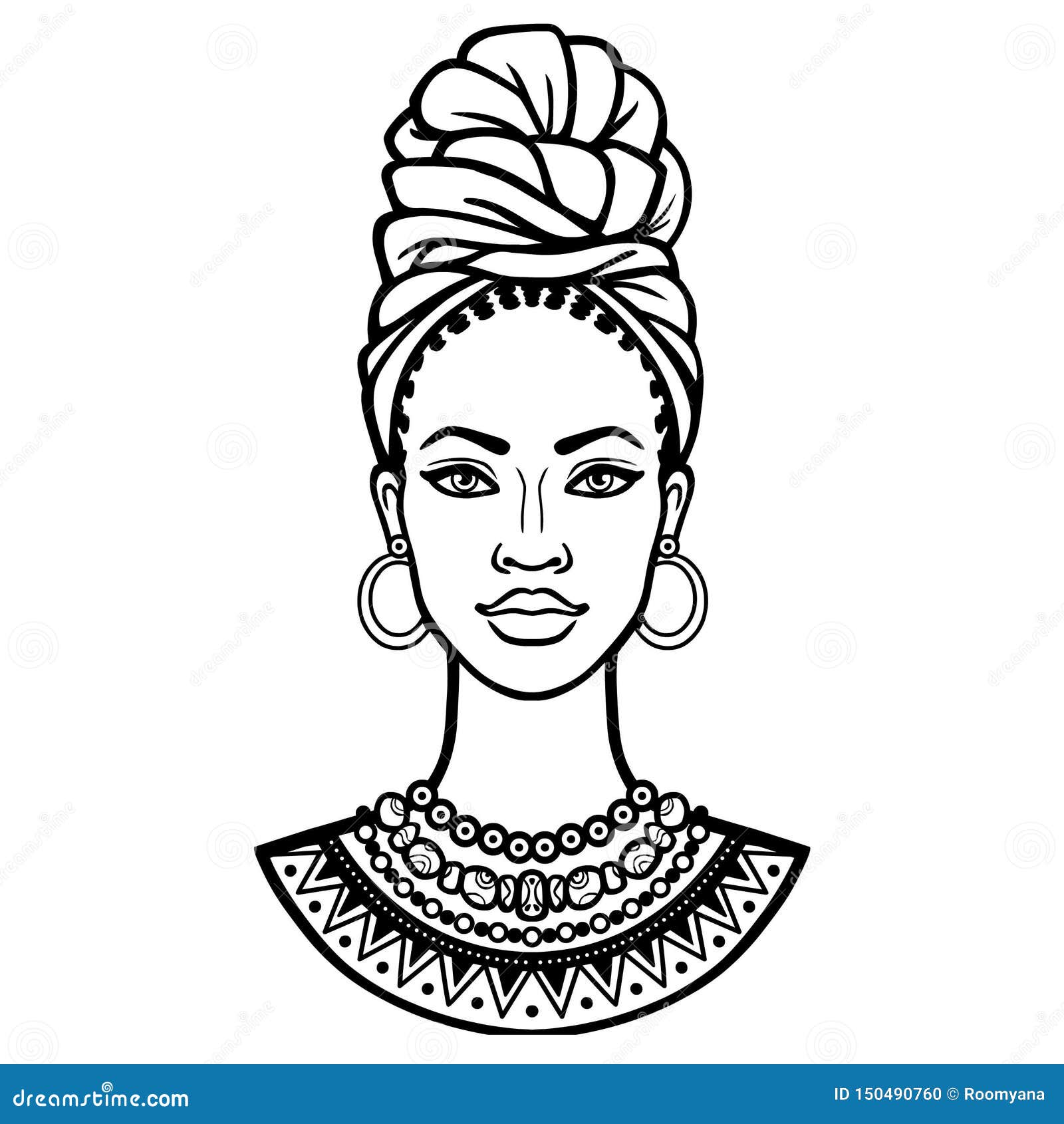 African Beauty Animation Portrait Of The Beautiful Black Woman In A