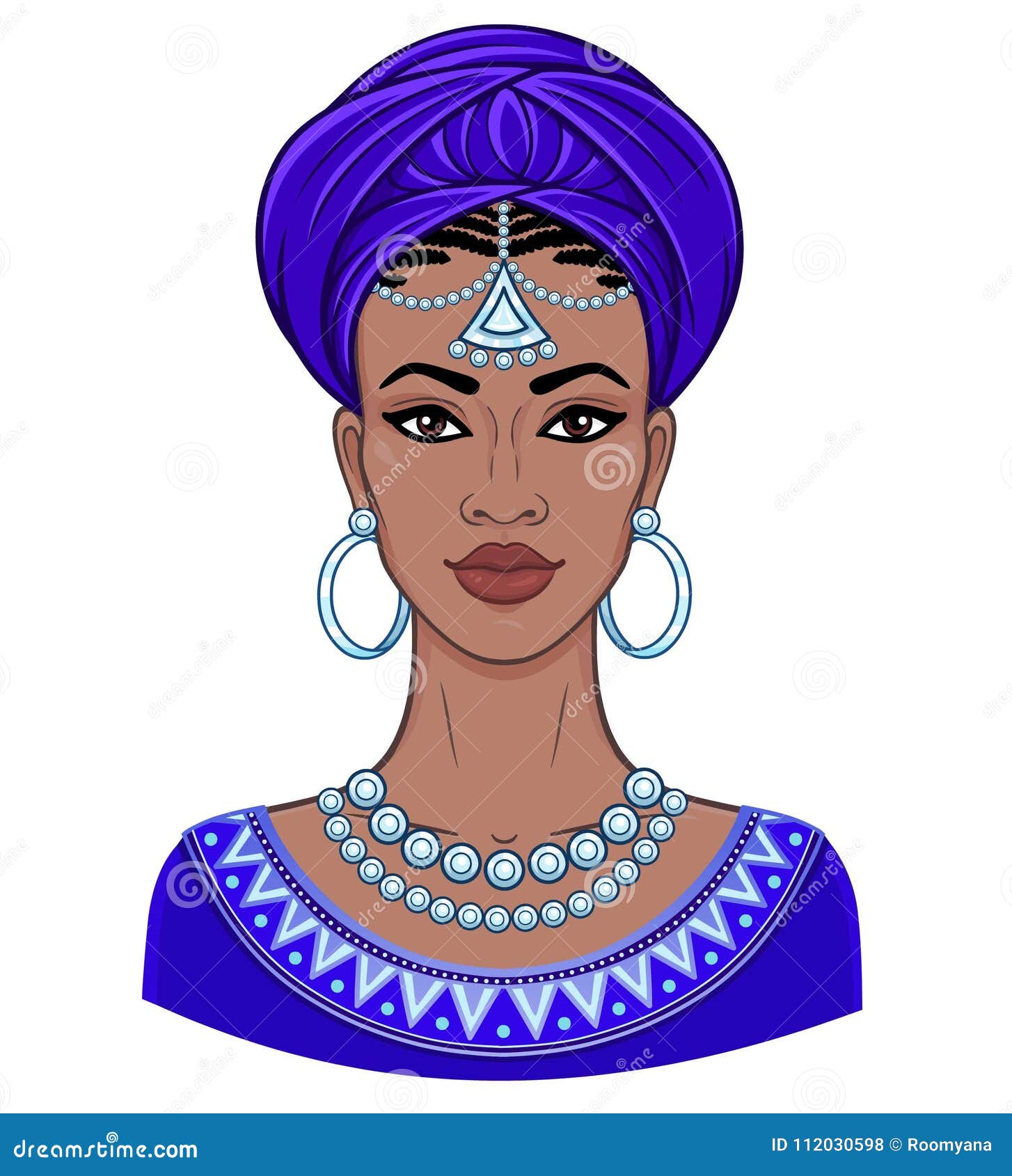 African Beauty. Animation Portrait of the Young Black Woman in a Turban ... African Beauty. Animation Portrait of the Young Black Woman in a Turban ...