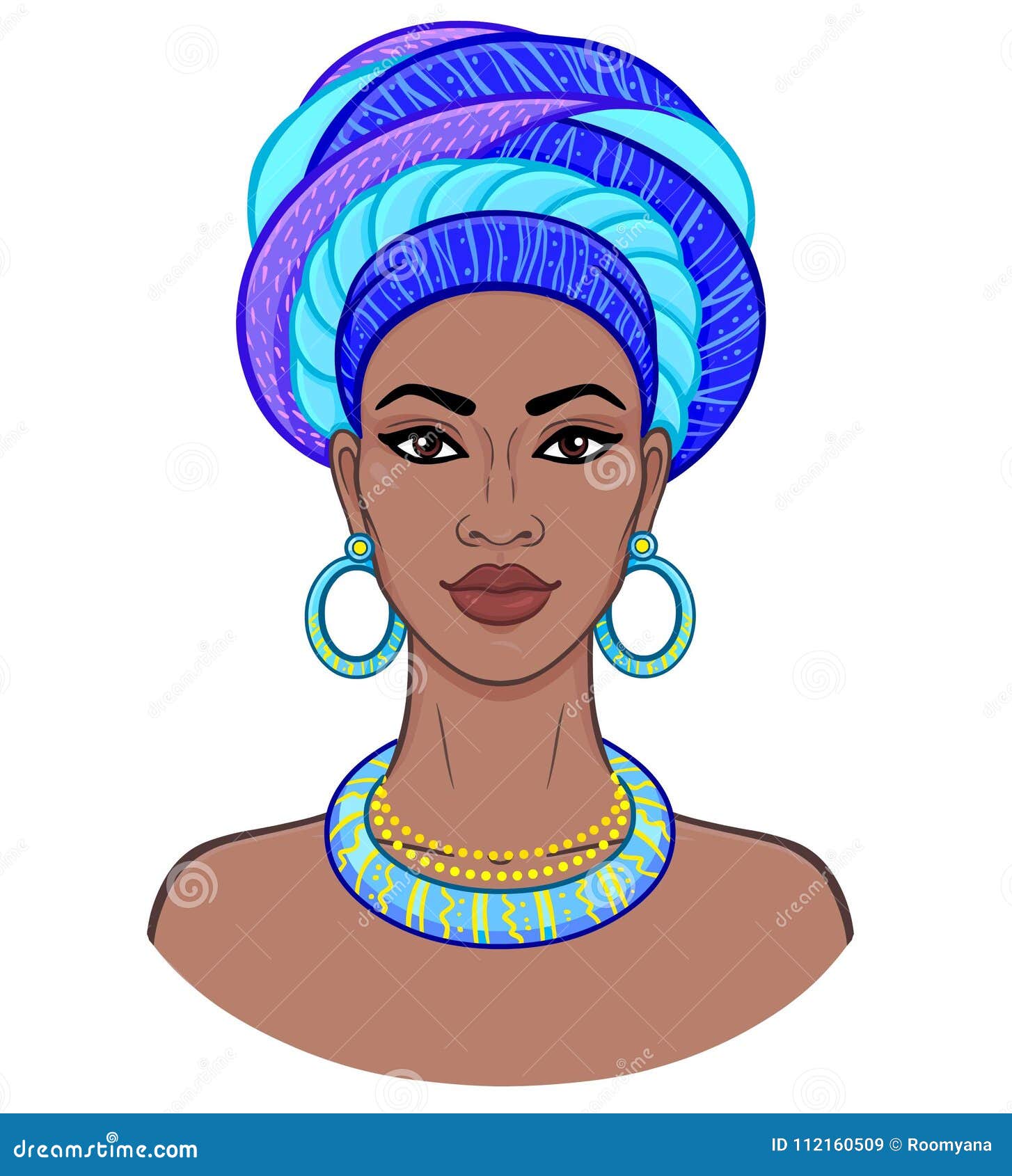 African Beauty Animation Portrait Of The Beautiful Black Woman In A
